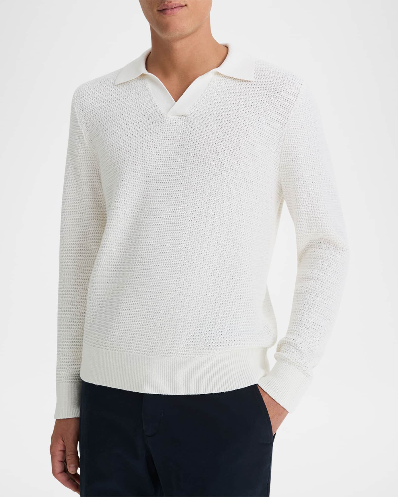 Vince Men's Craftsman Rib Sweater with Johnny Collar | Neiman Marcus