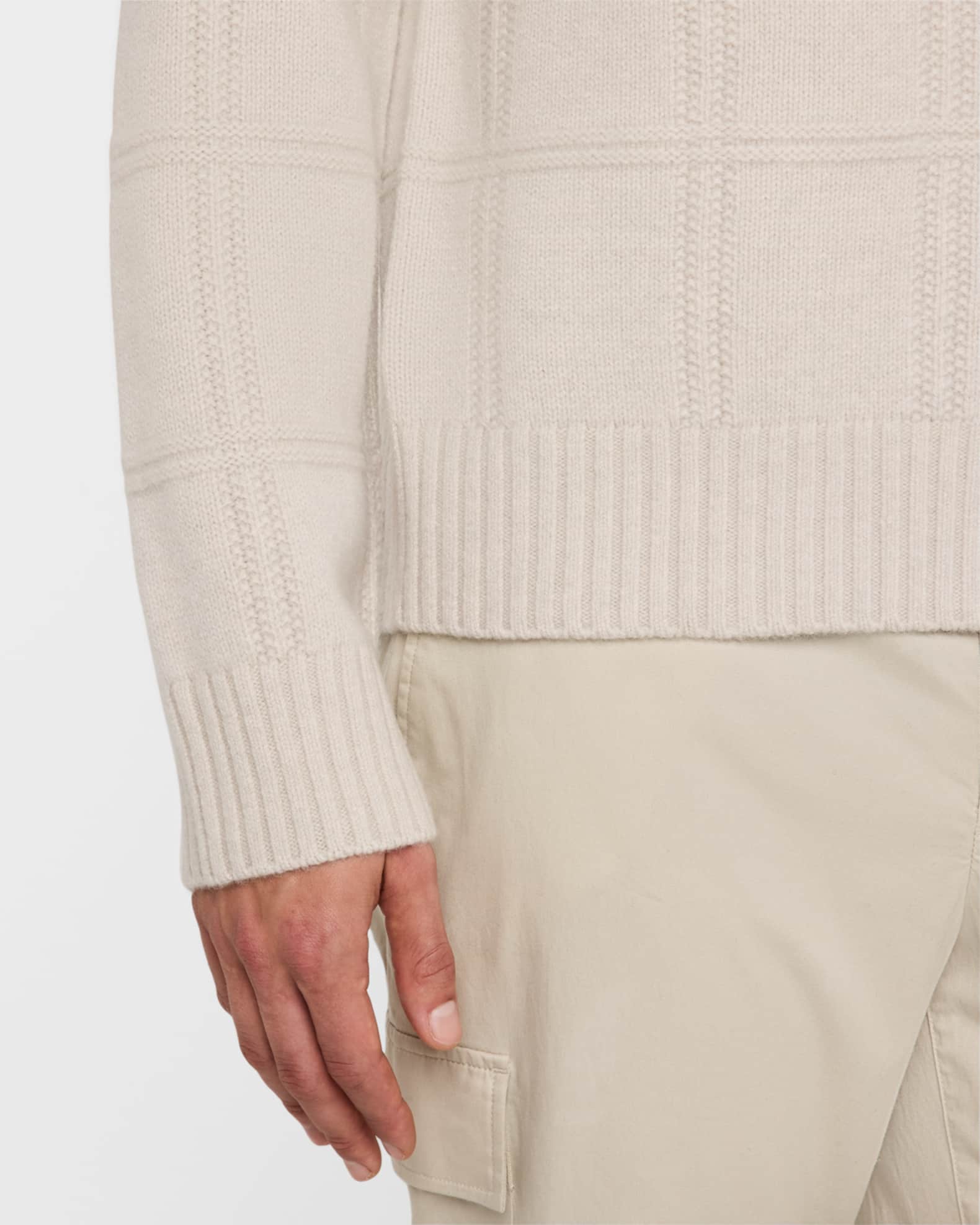 Vince Men's Seed Stitch Windowpane Sweater | Neiman Marcus