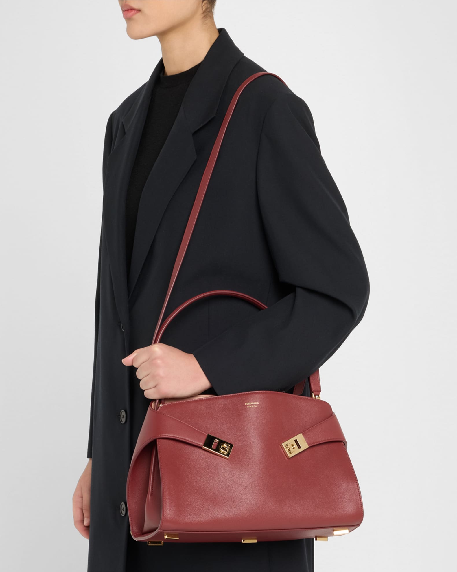 Ferragamo Small Hug Leather Shoulder Bag | Neiman Marcus