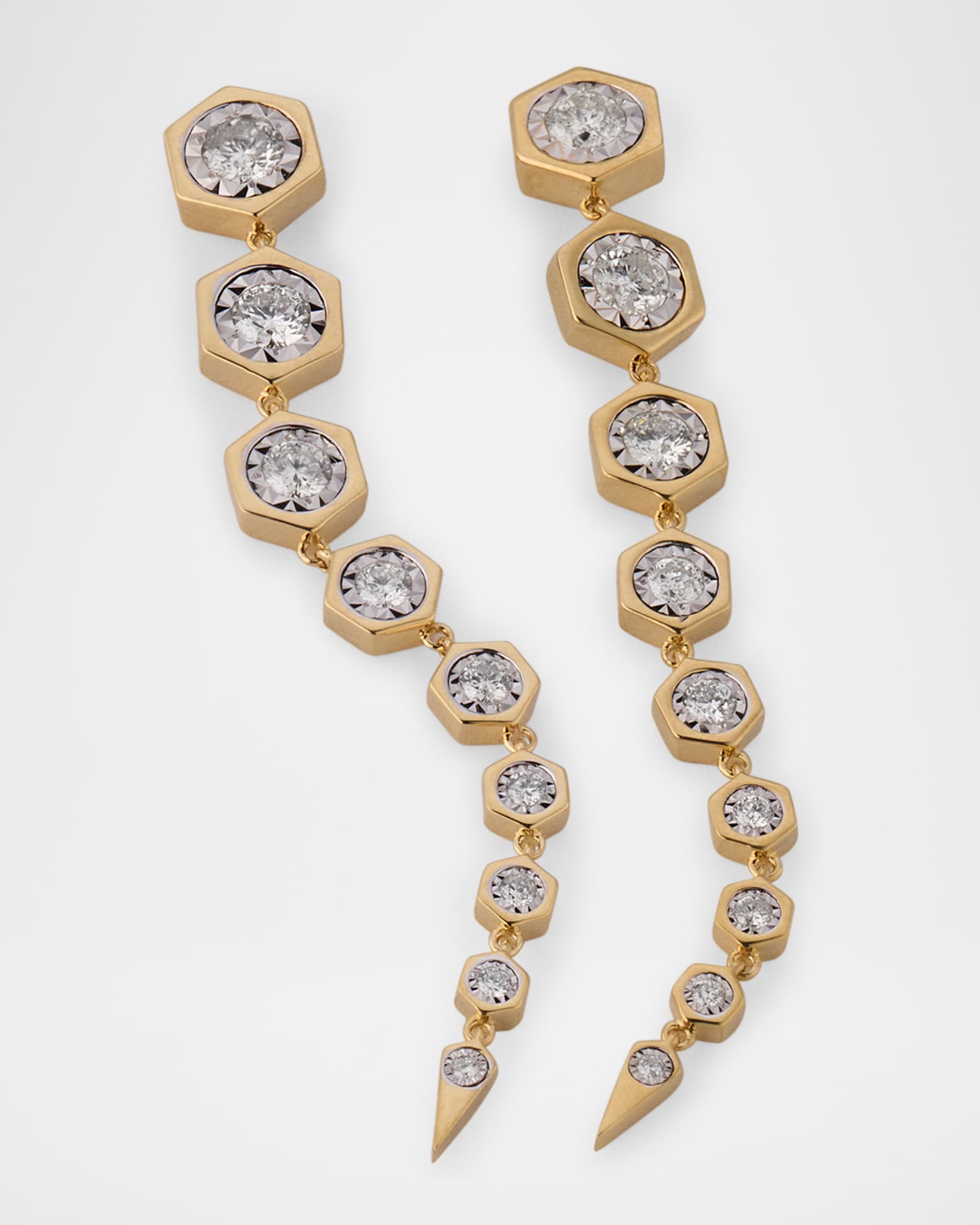 Kastel Jewelry 14K Yellow Gold Illusion Bezel Octagon Diamond Drop Earrings | Neiman Marcus