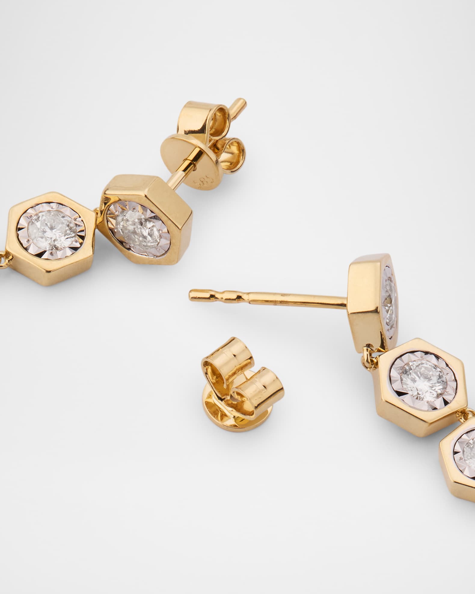 Kastel Jewelry 14K Yellow Gold Illusion Bezel Octagon Diamond Drop Earrings | Neiman Marcus