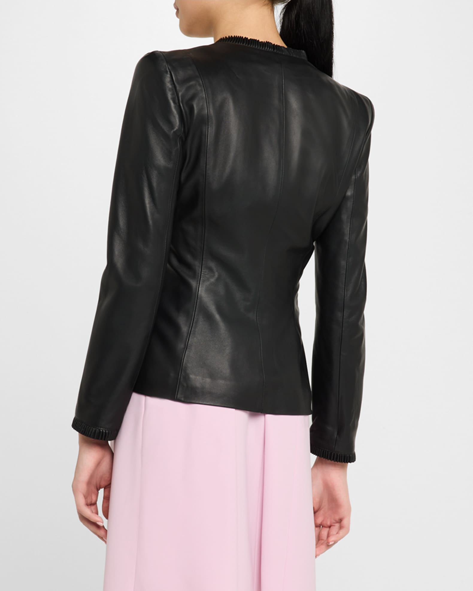 Emporio Armani Tailored Zip-Front Nappa Leather Jacket | Neiman Marcus