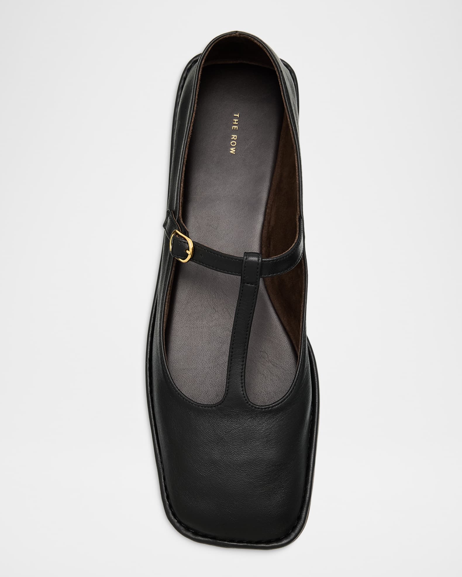 THE ROW Leather T-Strap Ballerina Flats | Neiman Marcus