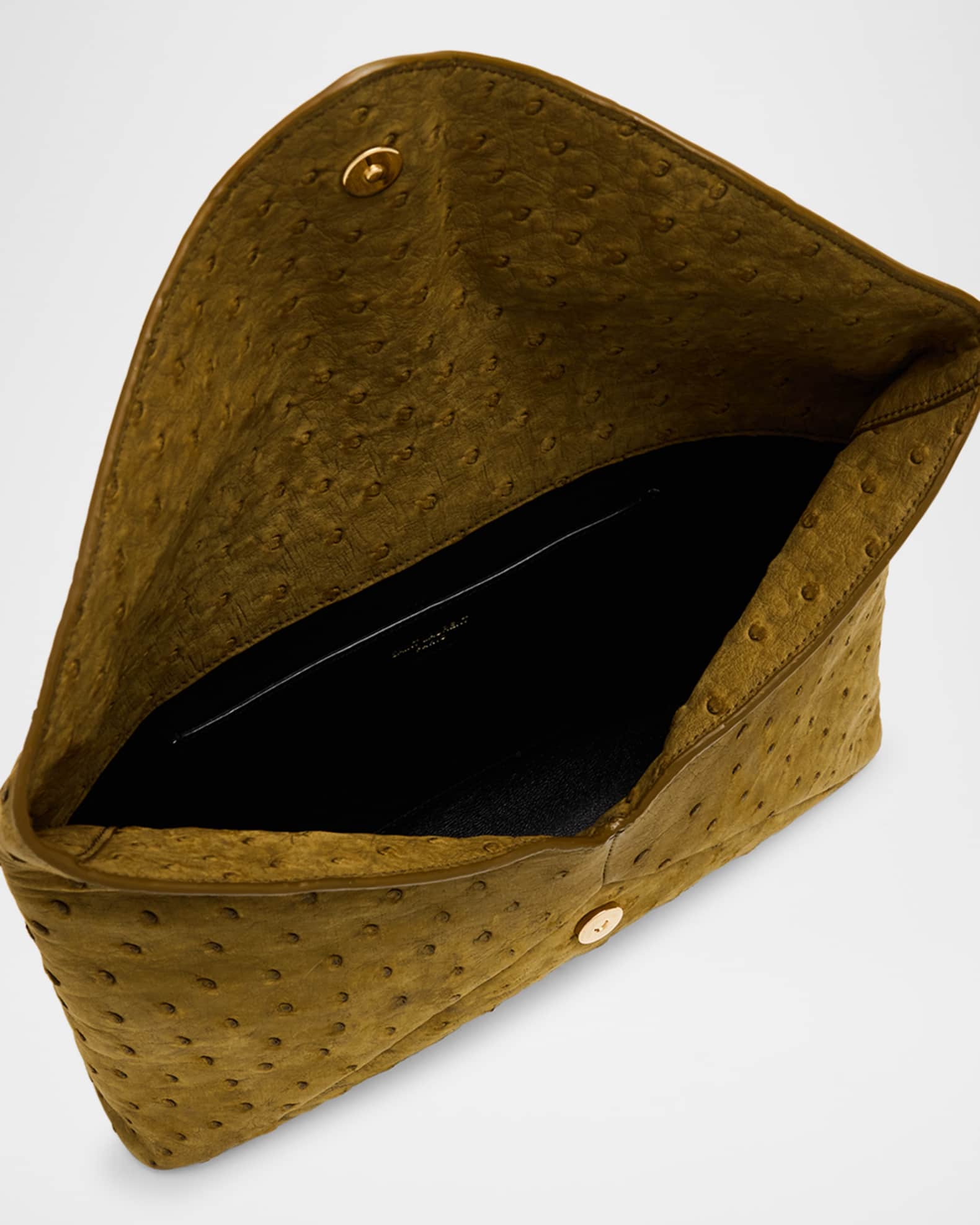 Saint Laurent Large YSL Envelope Clutch Bag in Ostrich Nubuck | Neiman ...
