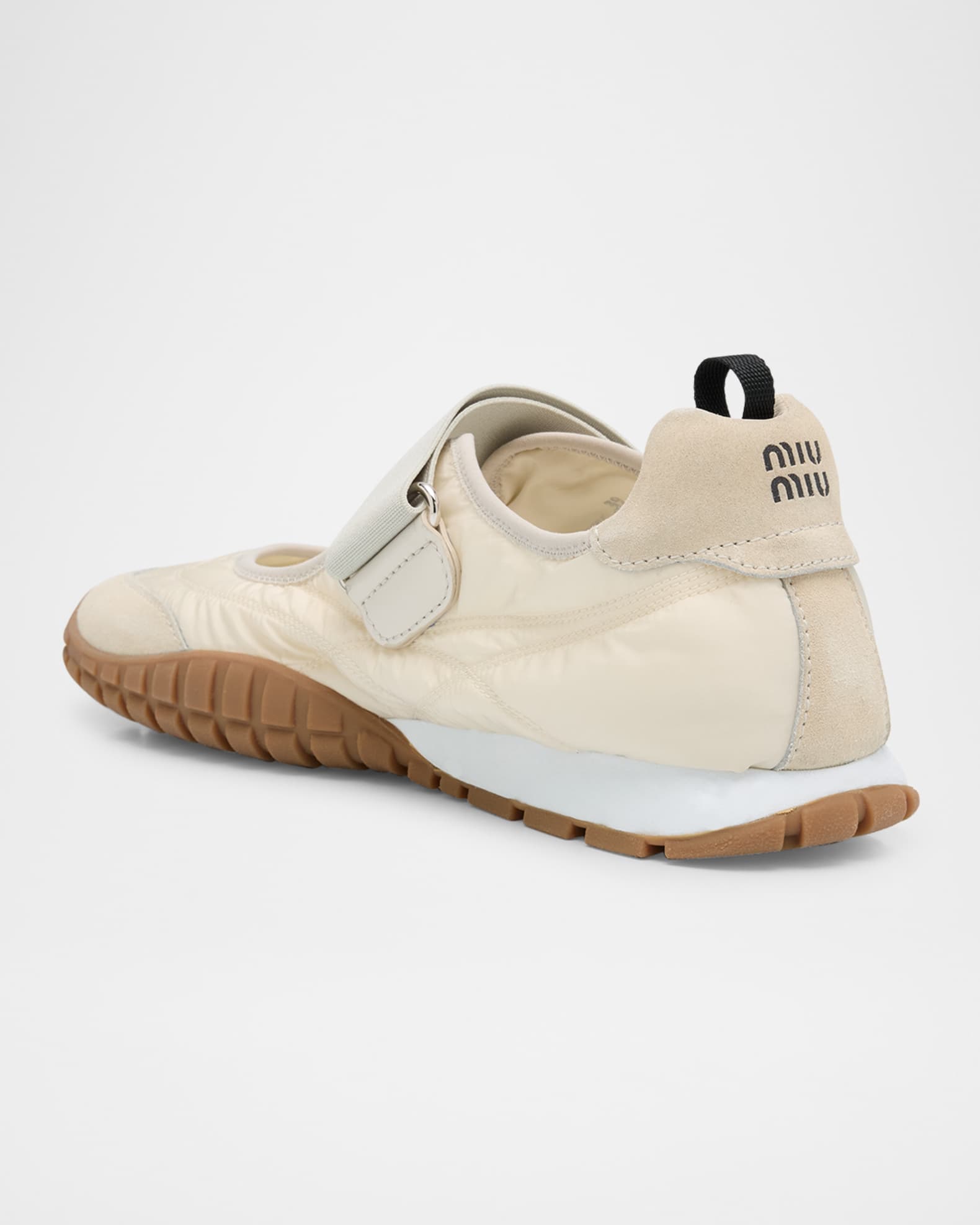 Miu Miu Nylon Suede Grip-Strap Sneakers | Neiman Marcus