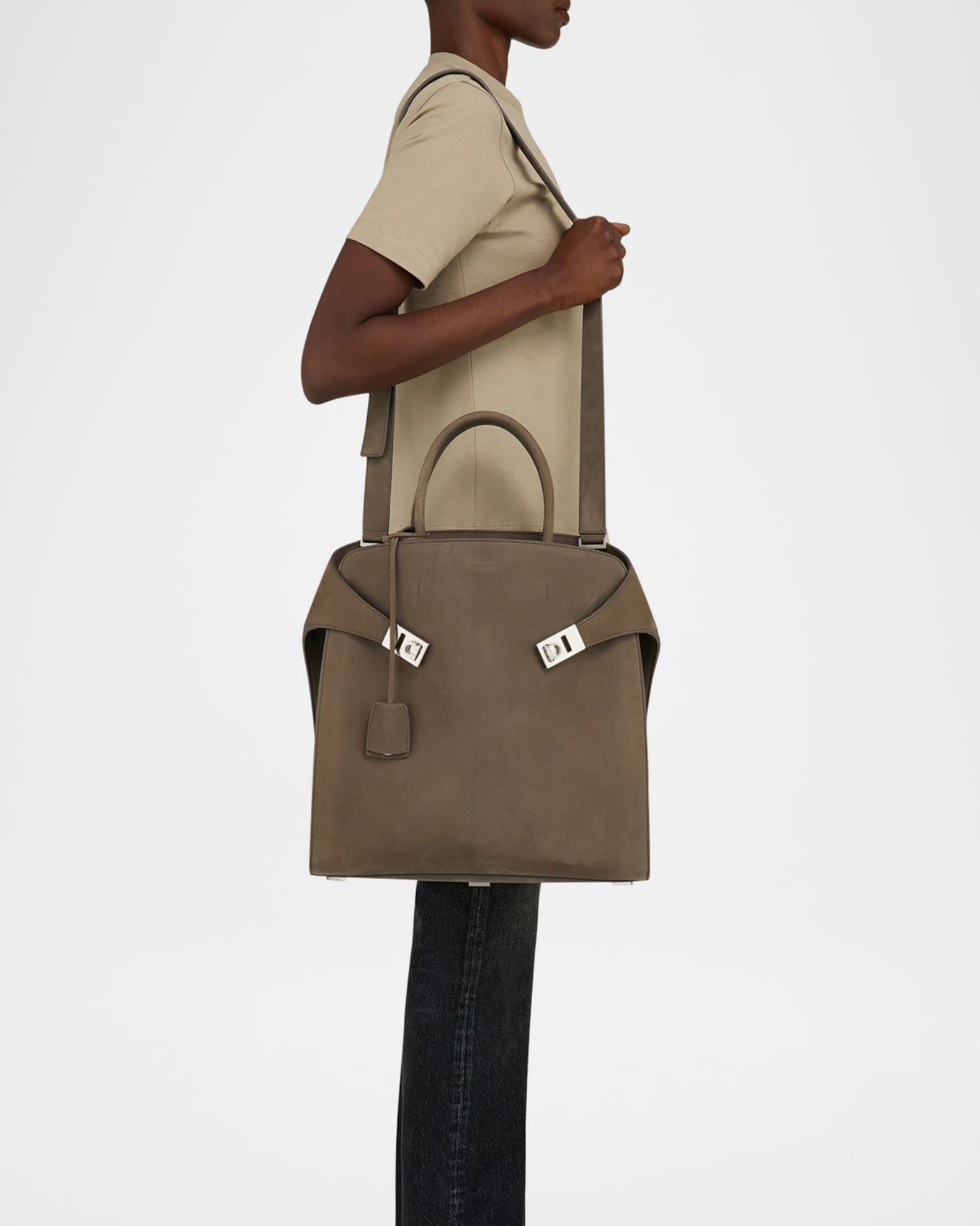 Ferragamo Men's Hug Hammered Calfskin Tote Bag | Neiman Marcus