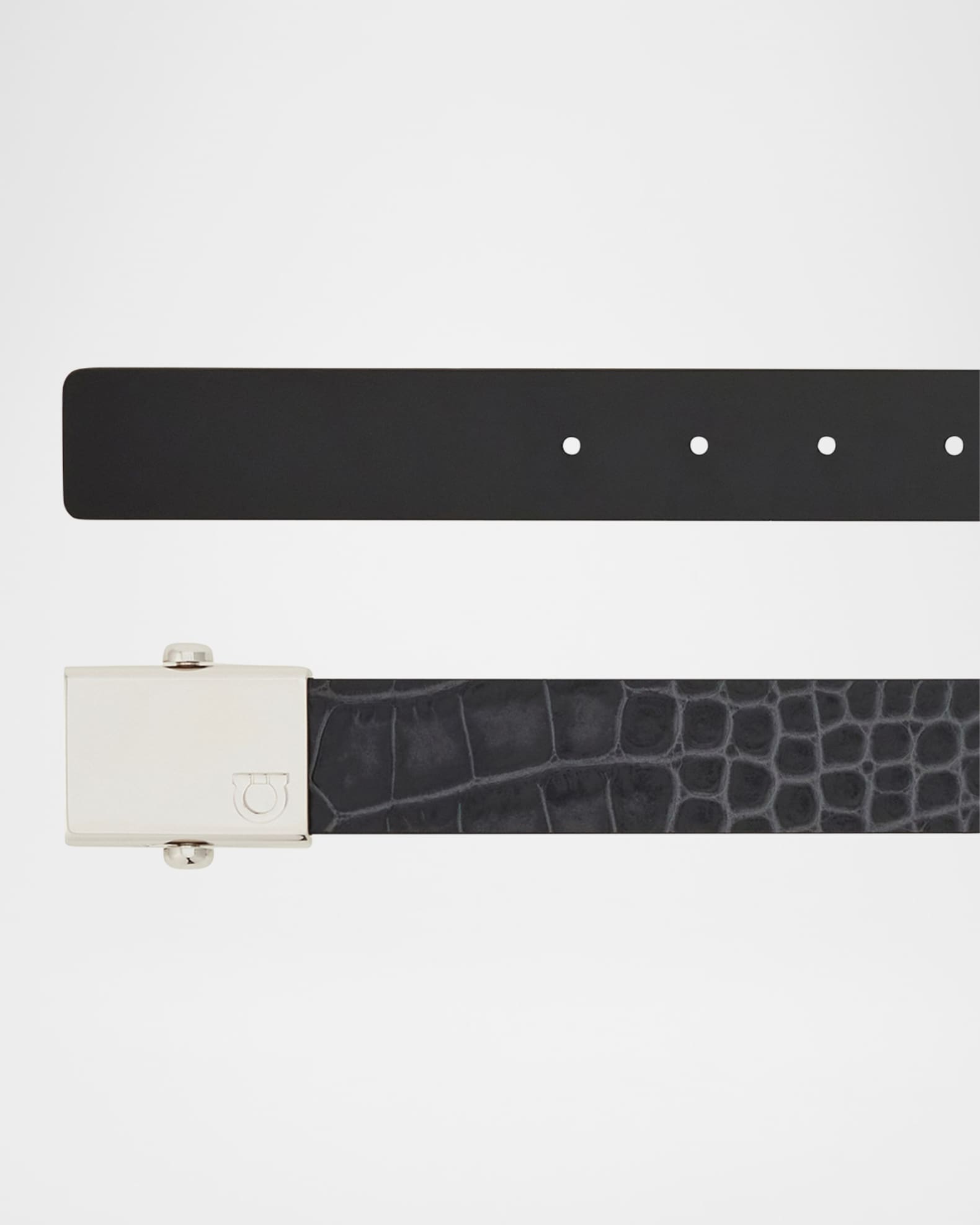 Ferragamo Men's Square-Buckle Reversible Croc-Effect Leather Belt ...