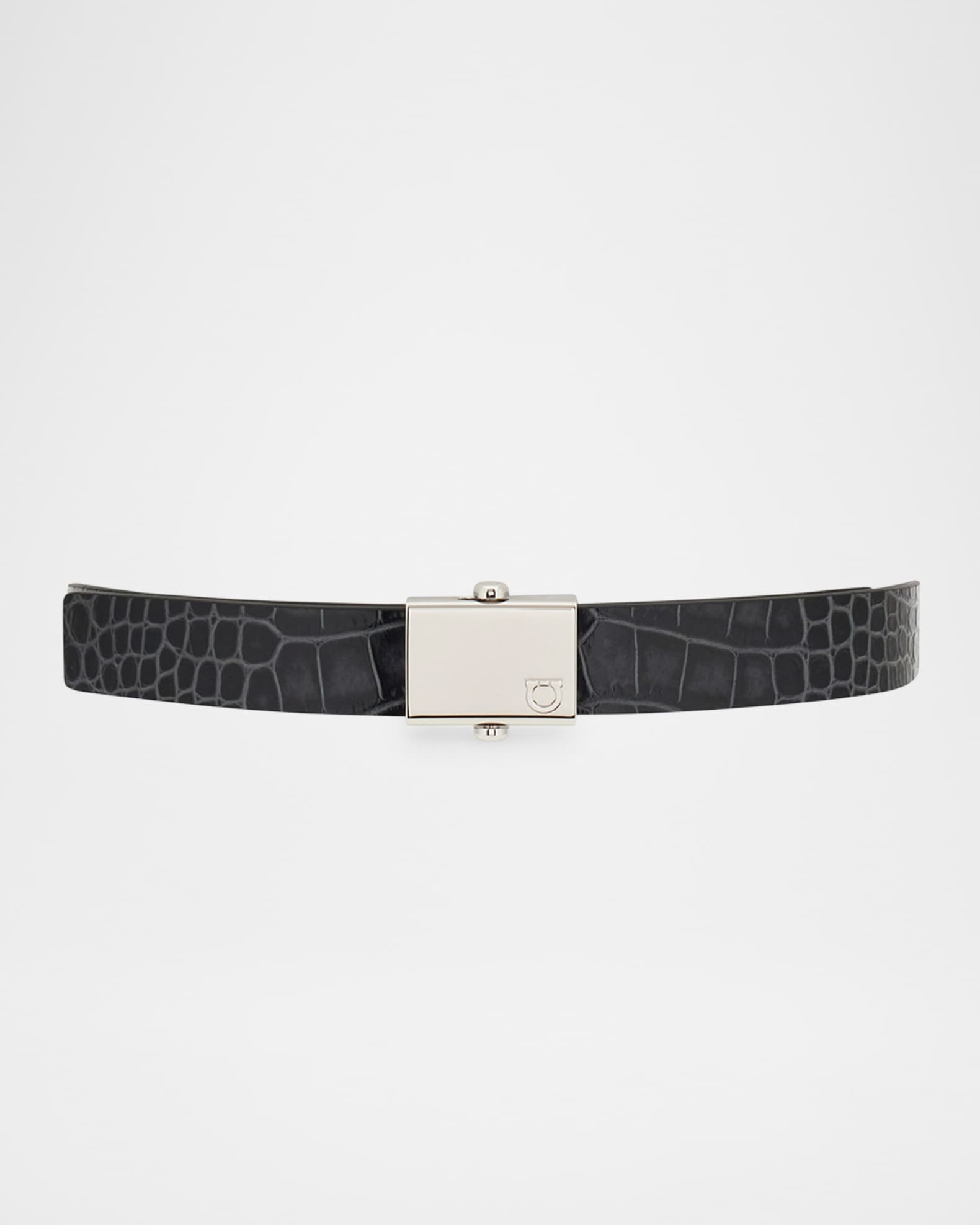 Ferragamo Men's Square-Buckle Reversible Croc-Effect Leather Belt ...