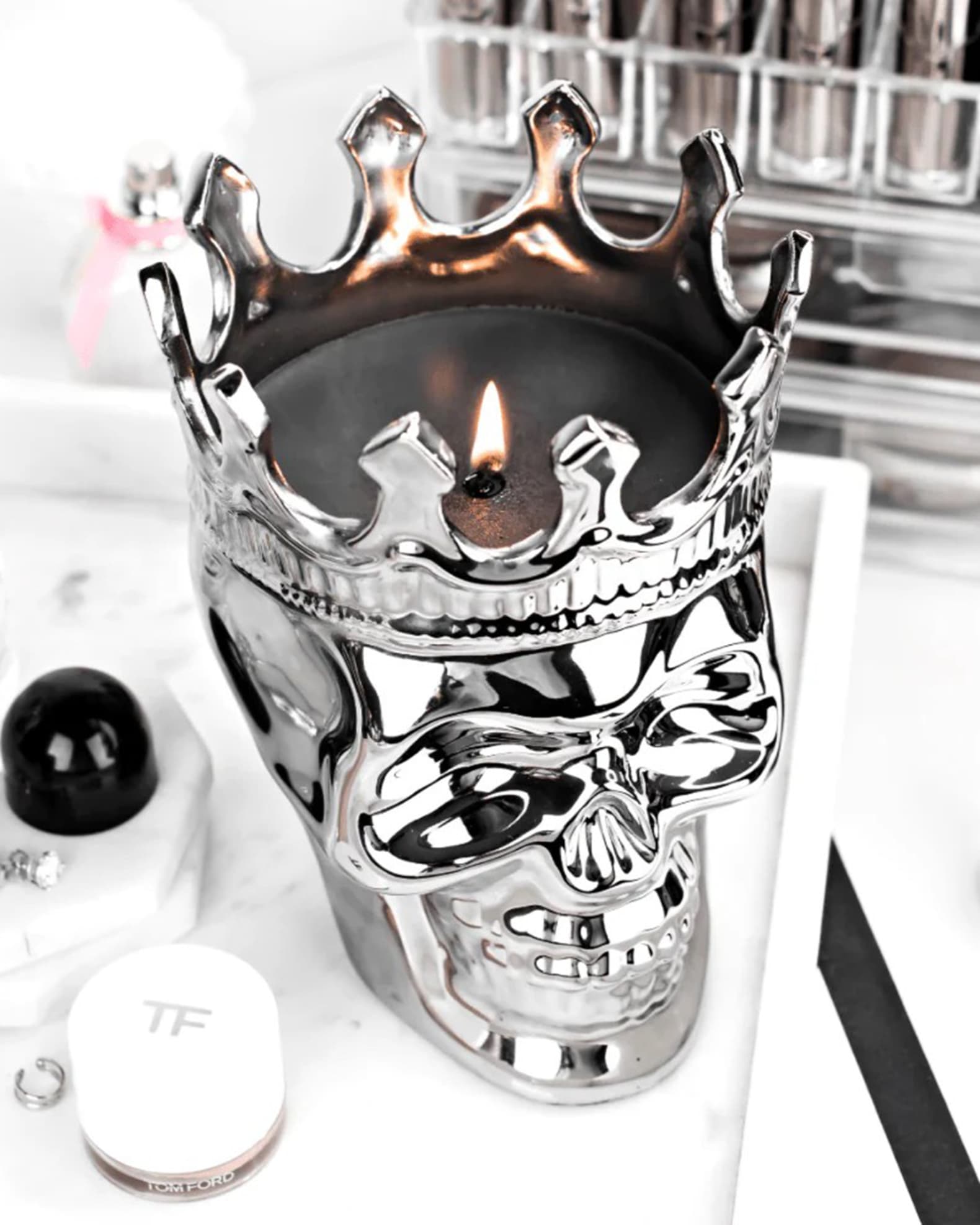 Thompson Ferrier Silvertone Maximilien Skull Candle, 23.3 oz. - The ...