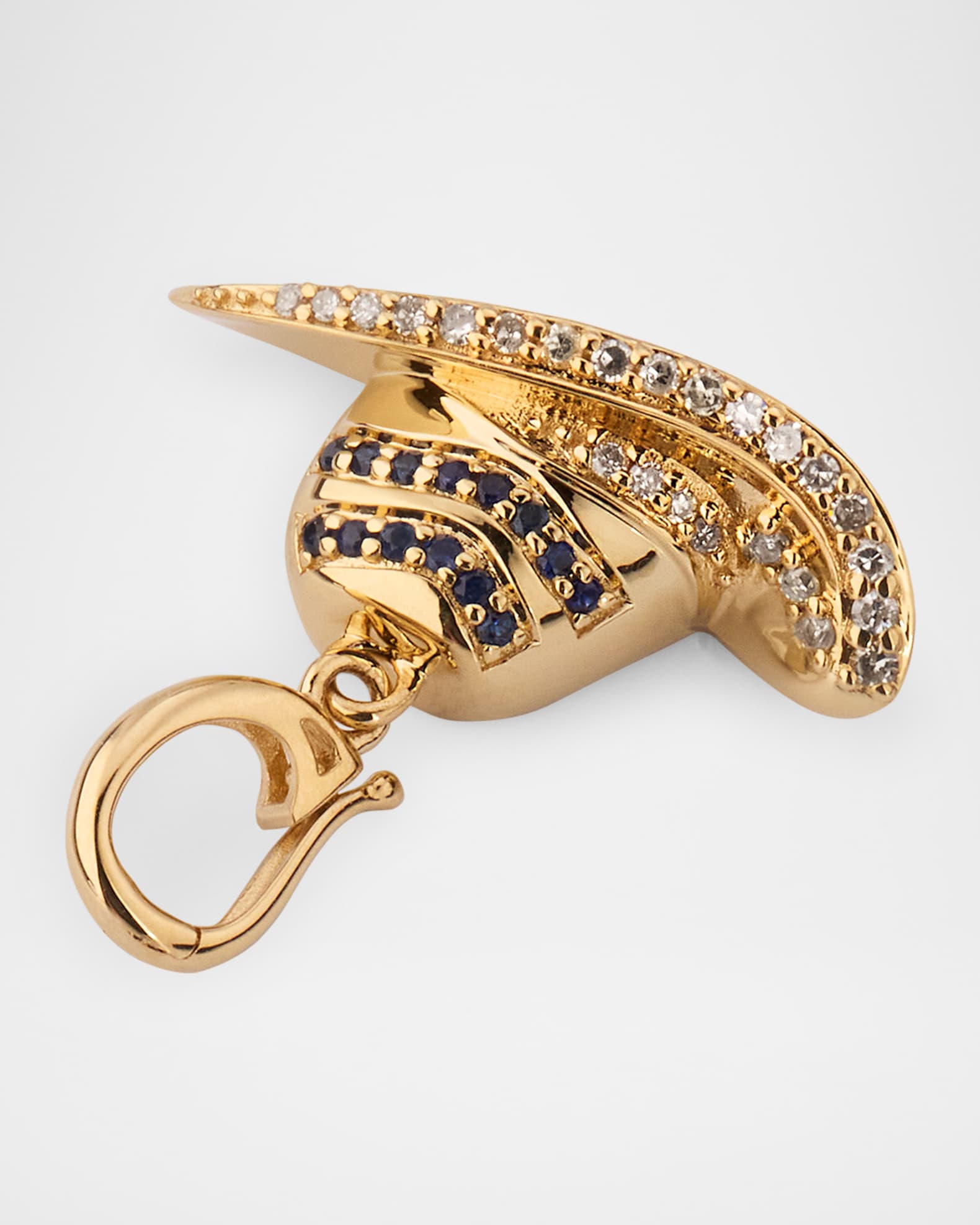 Kastel Jewelry 14K Yellow Gold Rodeo Hat Diamonds and Blue Sapphire ...