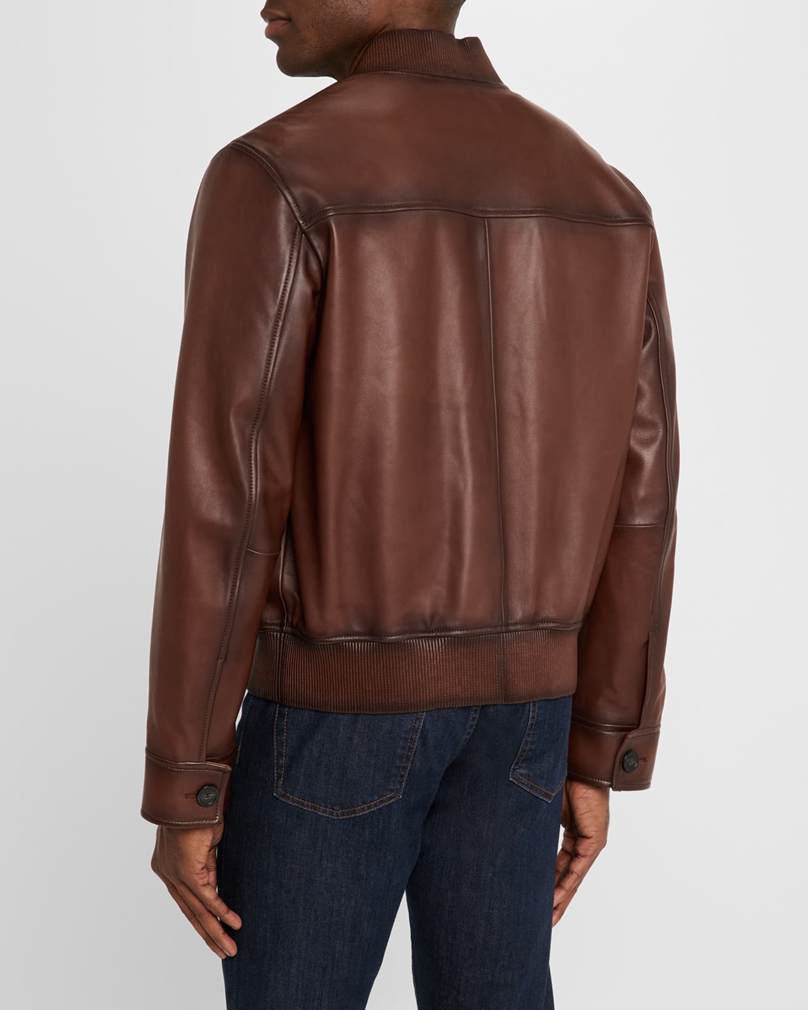Emporio Armani Men's Napa Leather Bomber Jacket | Neiman Marcus