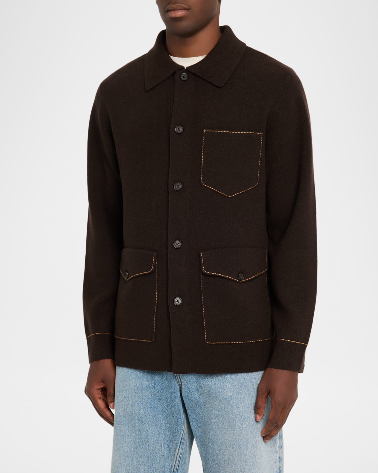 Guest in Residence Men's Cashmere Topstitch Work Jacket | Neiman Marcus