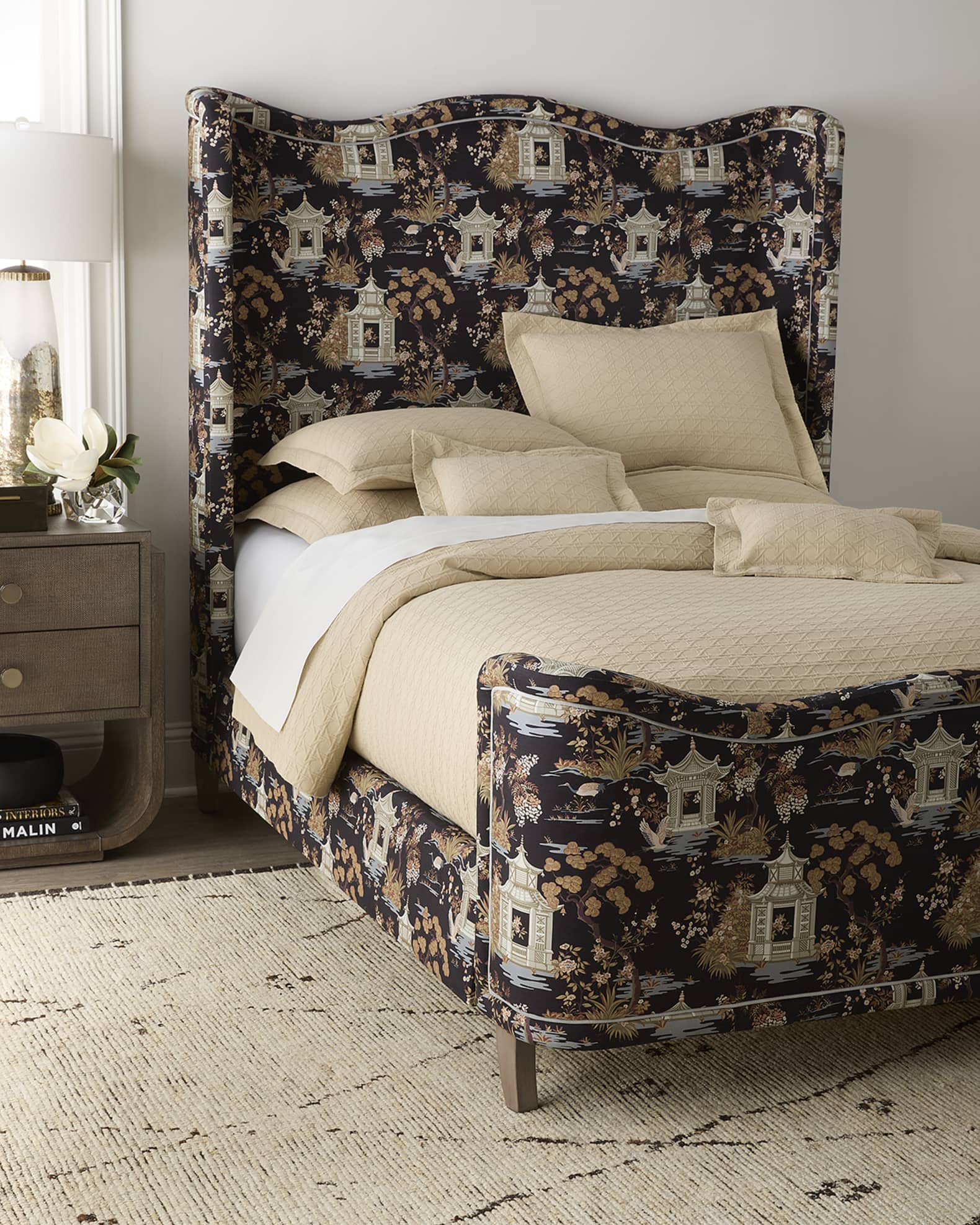 Kingston Wingback Queen Bed | Neiman Marcus