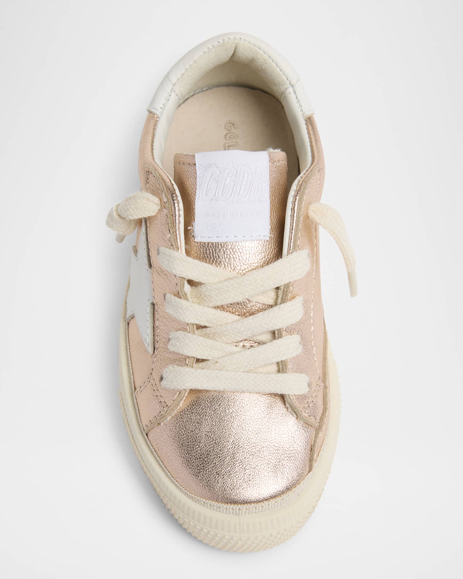 Golden Goose Girl's May Laminated Leather Low-Top Sneakers, Toddler ...