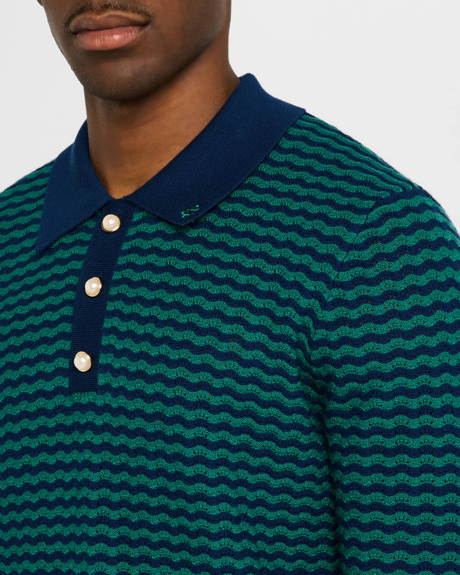 CASABLANCA Men's Mini Wave Knit Polo Shirt | Neiman Marcus