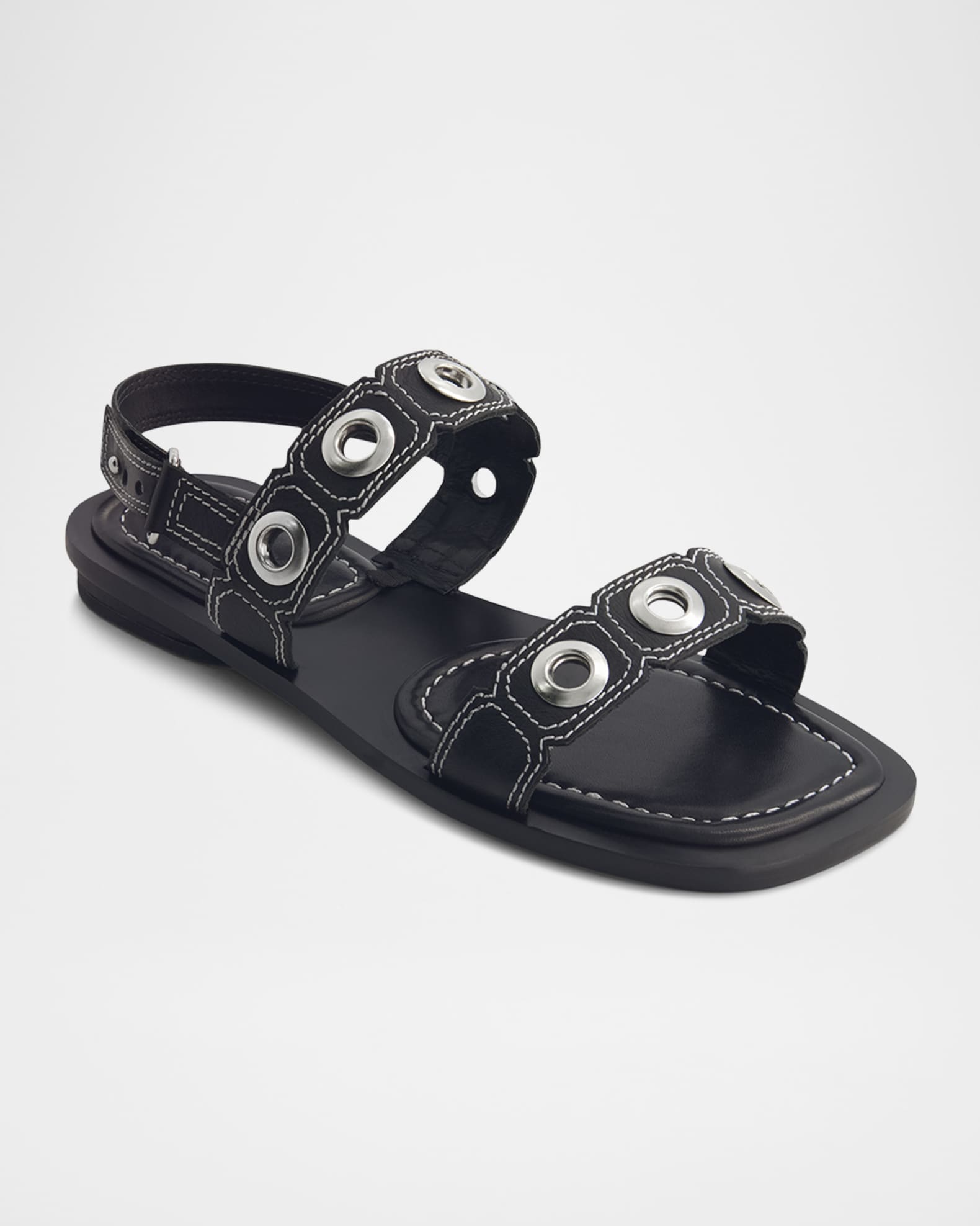 Bernardo 1946 Acro Leather Flat Slingback Sandals | Neiman Marcus