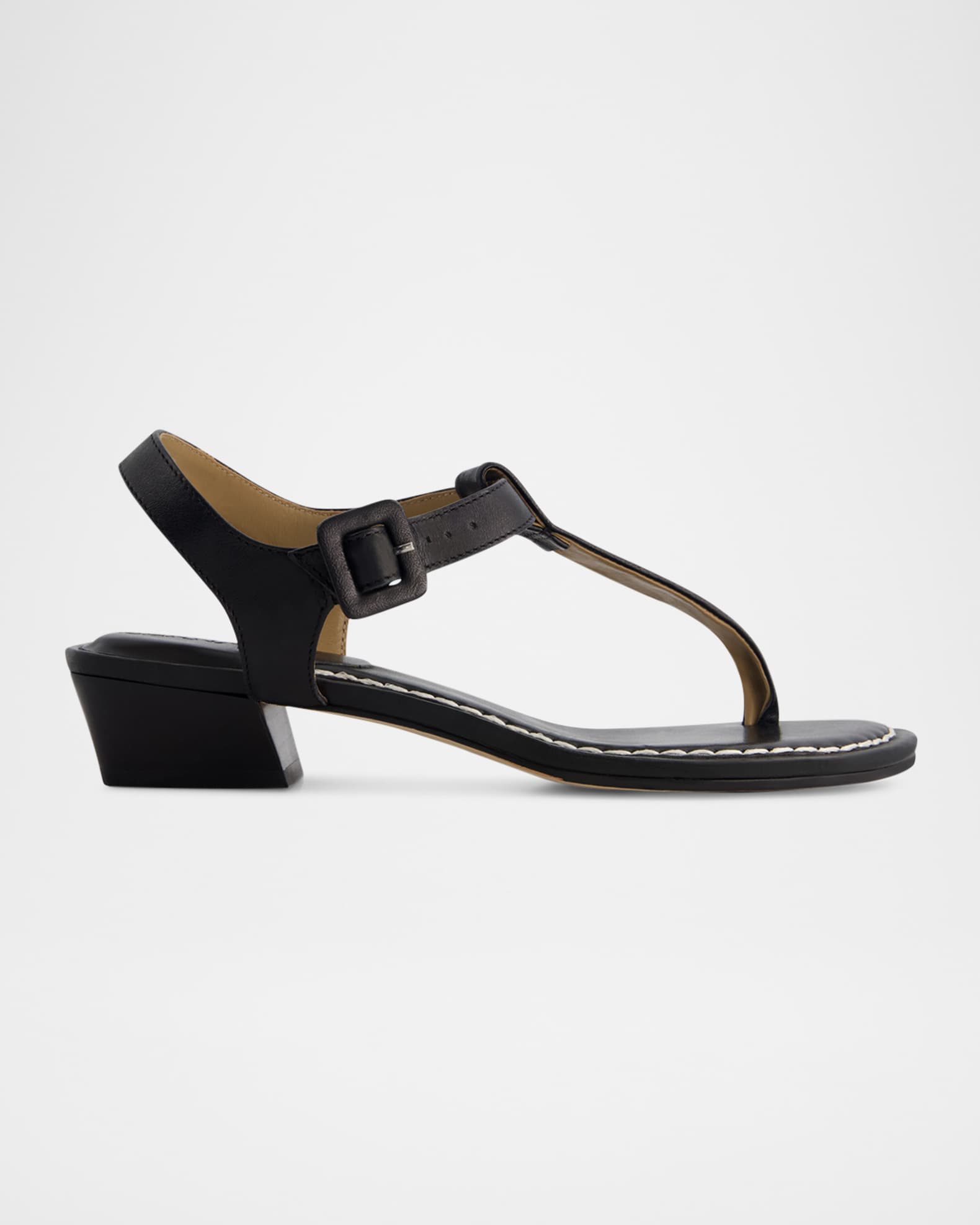 Bernardo Goya Leather T-Strap Low Sandals | Neiman Marcus