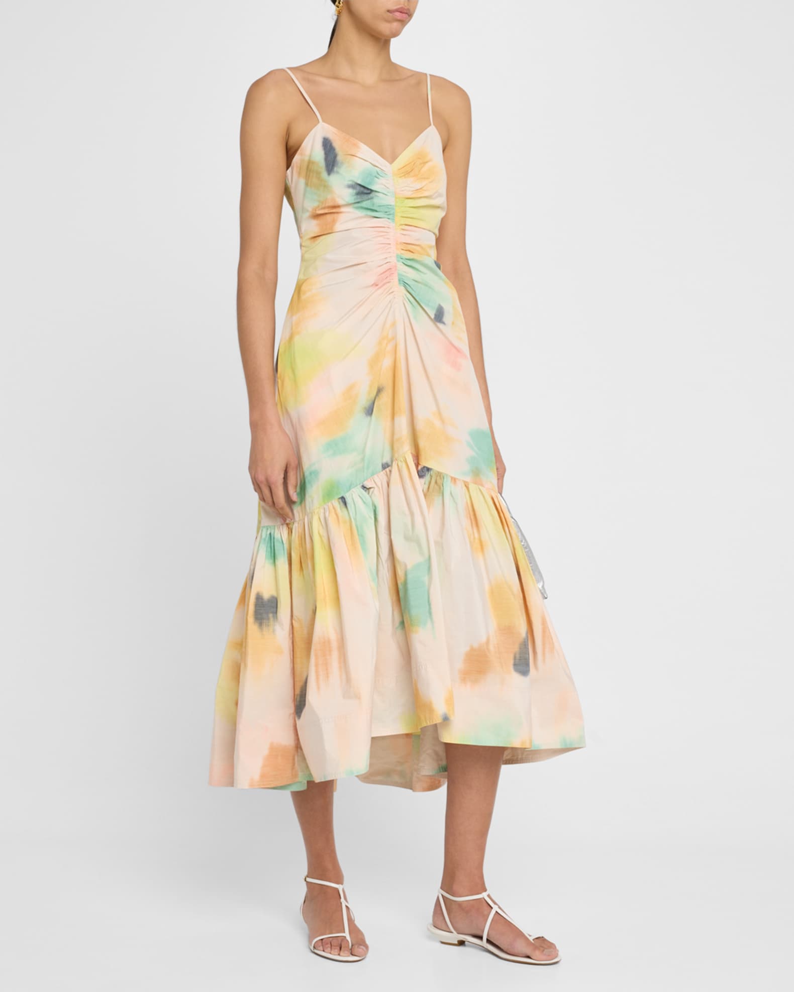A.L.C. Lindsey Ruched Fit-And-Flare Midi Dress | Neiman Marcus