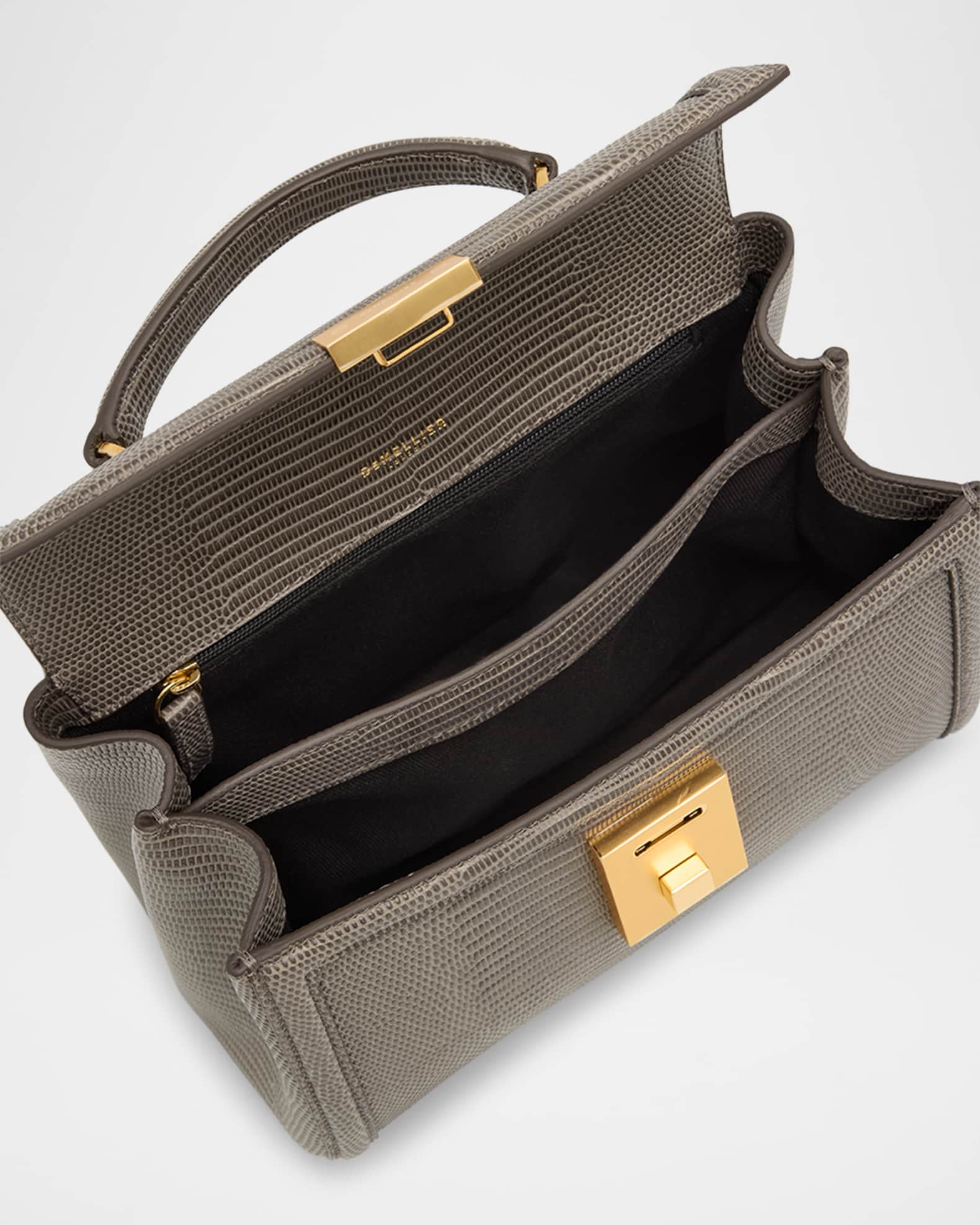 DeMellier The Paris Lizard-Embossed Leather Top-Handle Bag | Neiman Marcus
