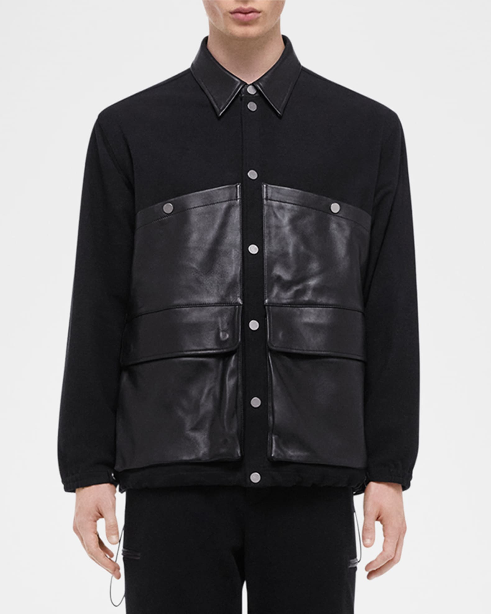 Helmut Lang Men's Cotton and Leather Hunting Jacket | Neiman Marcus