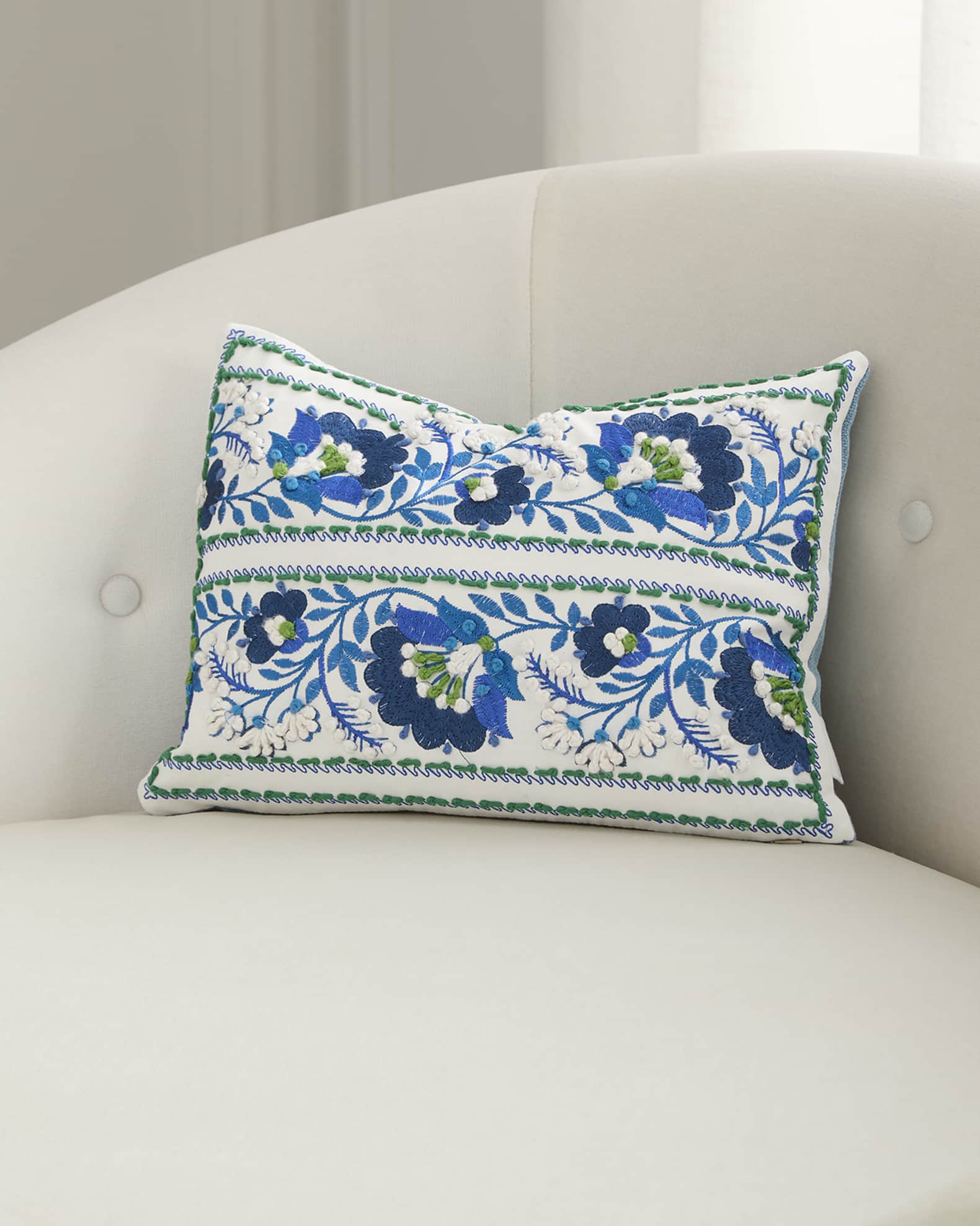 Designers Guild Enamel Flower Decorative Pillow, 12" x 16" | Neiman Marcus