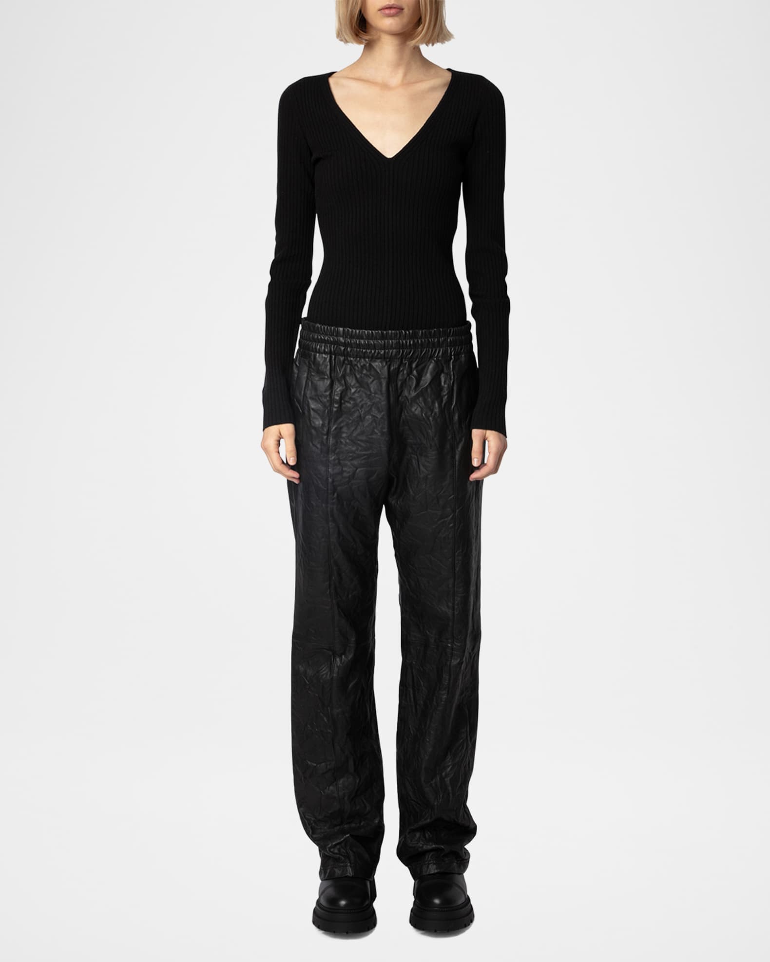 Zadig & Voltaire Syla Ribbed Merino Wool-Blend Sweater | Neiman Marcus