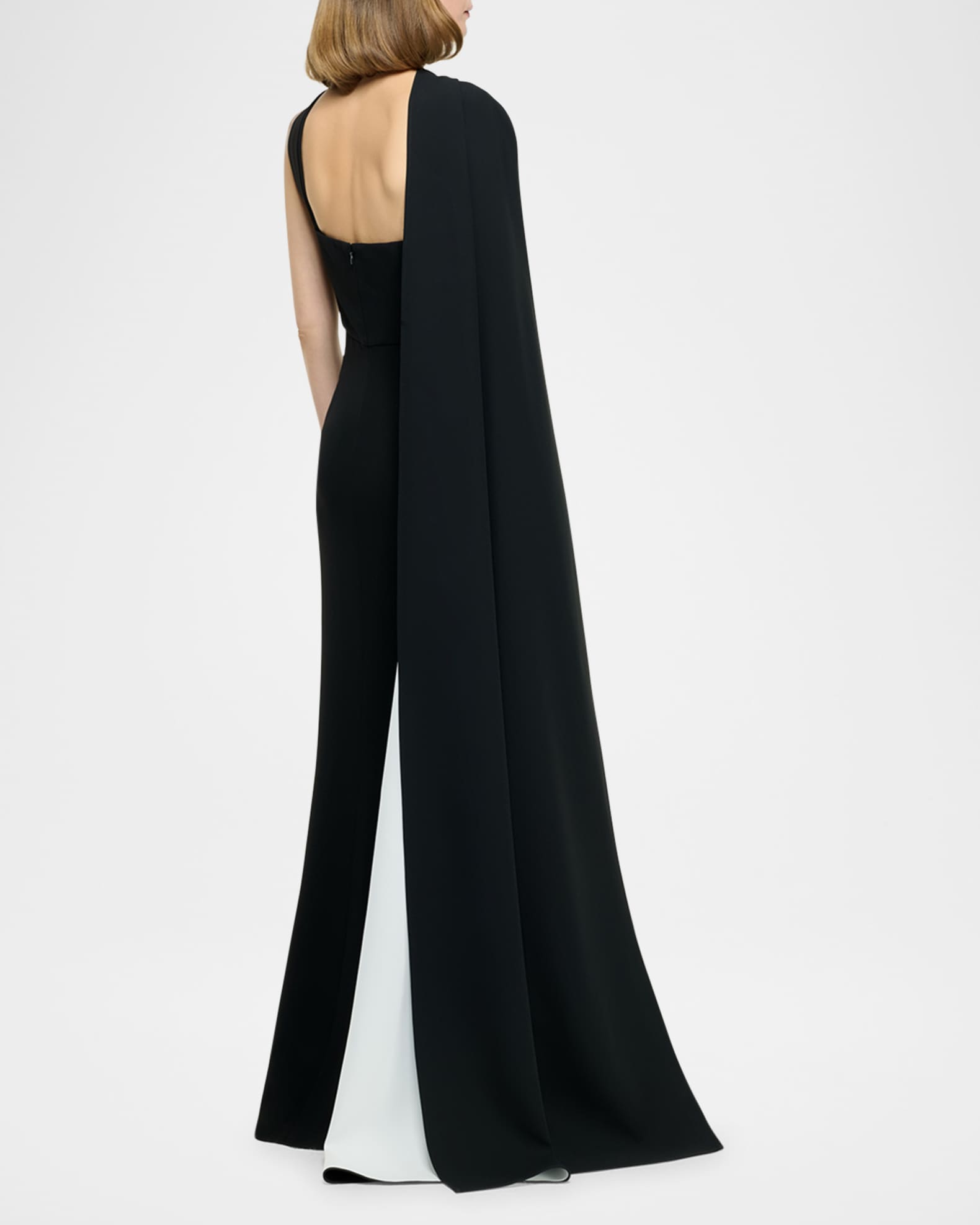 Roland Mouret Asymmetric Cape Halter Light Cady Gown | Neiman Marcus