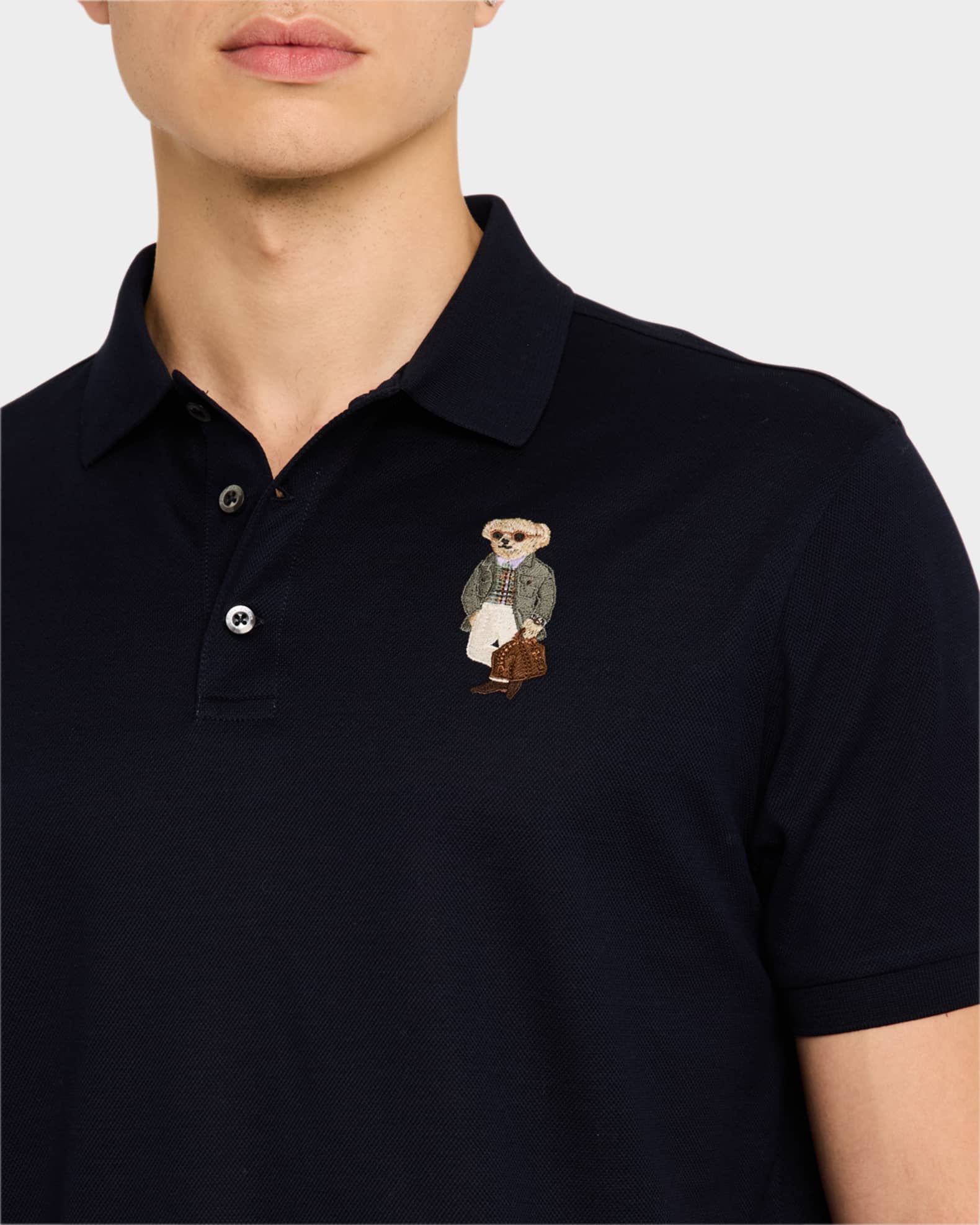 Ralph Lauren Purple Label Men's Custom Slim Bear Polo Shirt | Neiman Marcus