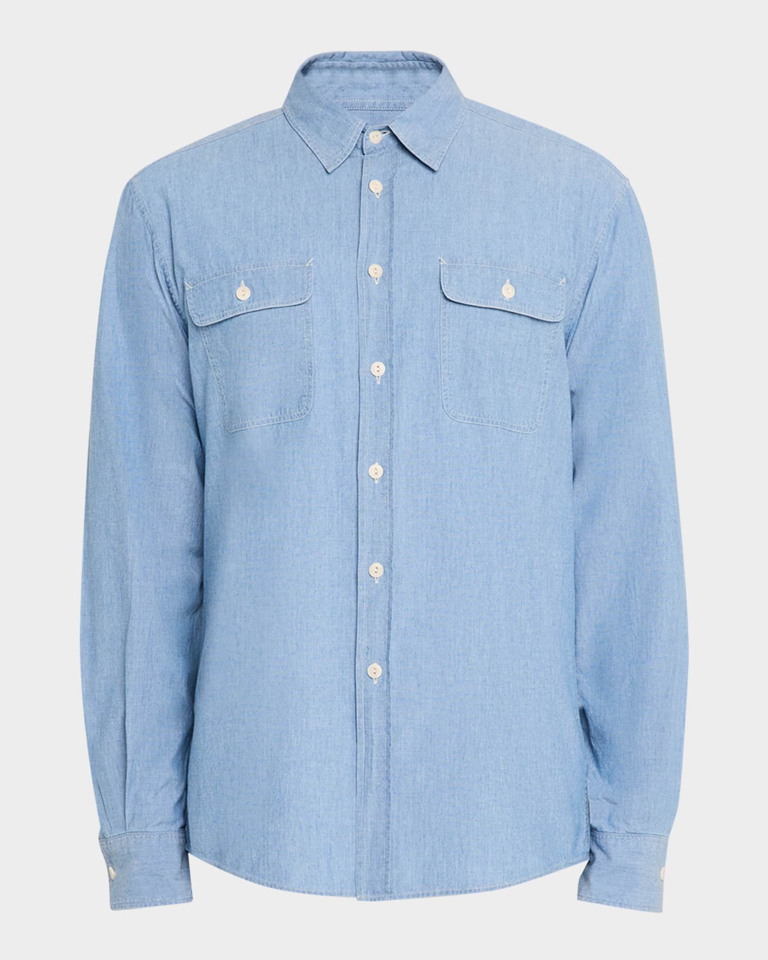 Ralph Lauren Purple Label Men's Washed Chambray Sport Shirt | Neiman Marcus