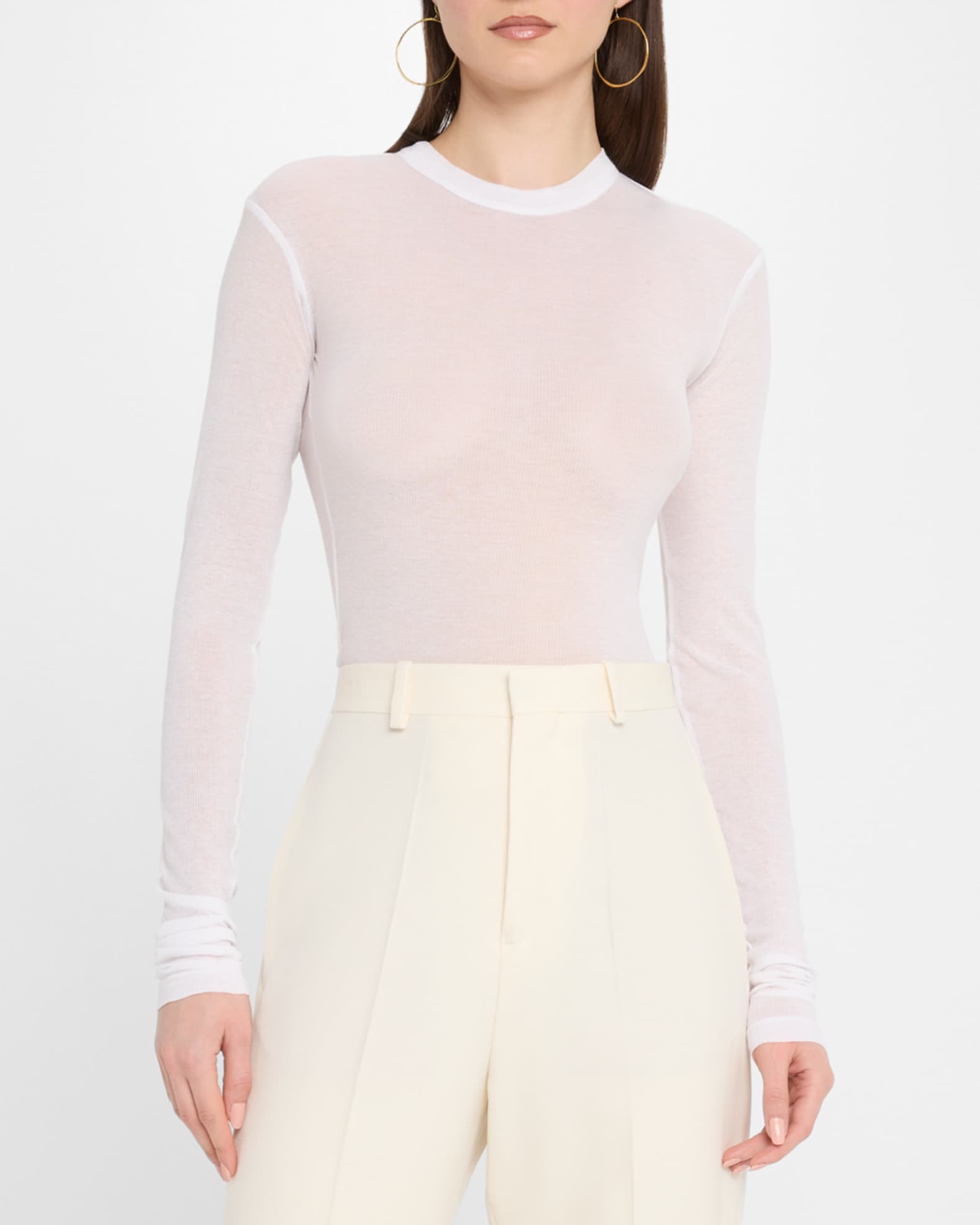 BITE Studios Long-Sleeve Sheer Jersey T-Shirt | Neiman Marcus