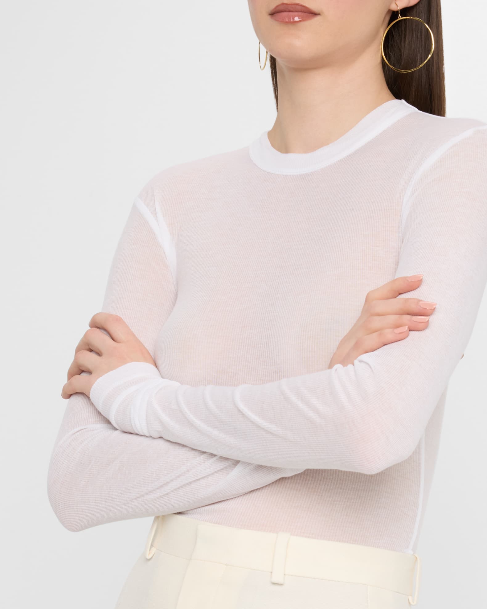 BITE Studios Long-Sleeve Sheer Jersey T-Shirt | Neiman Marcus