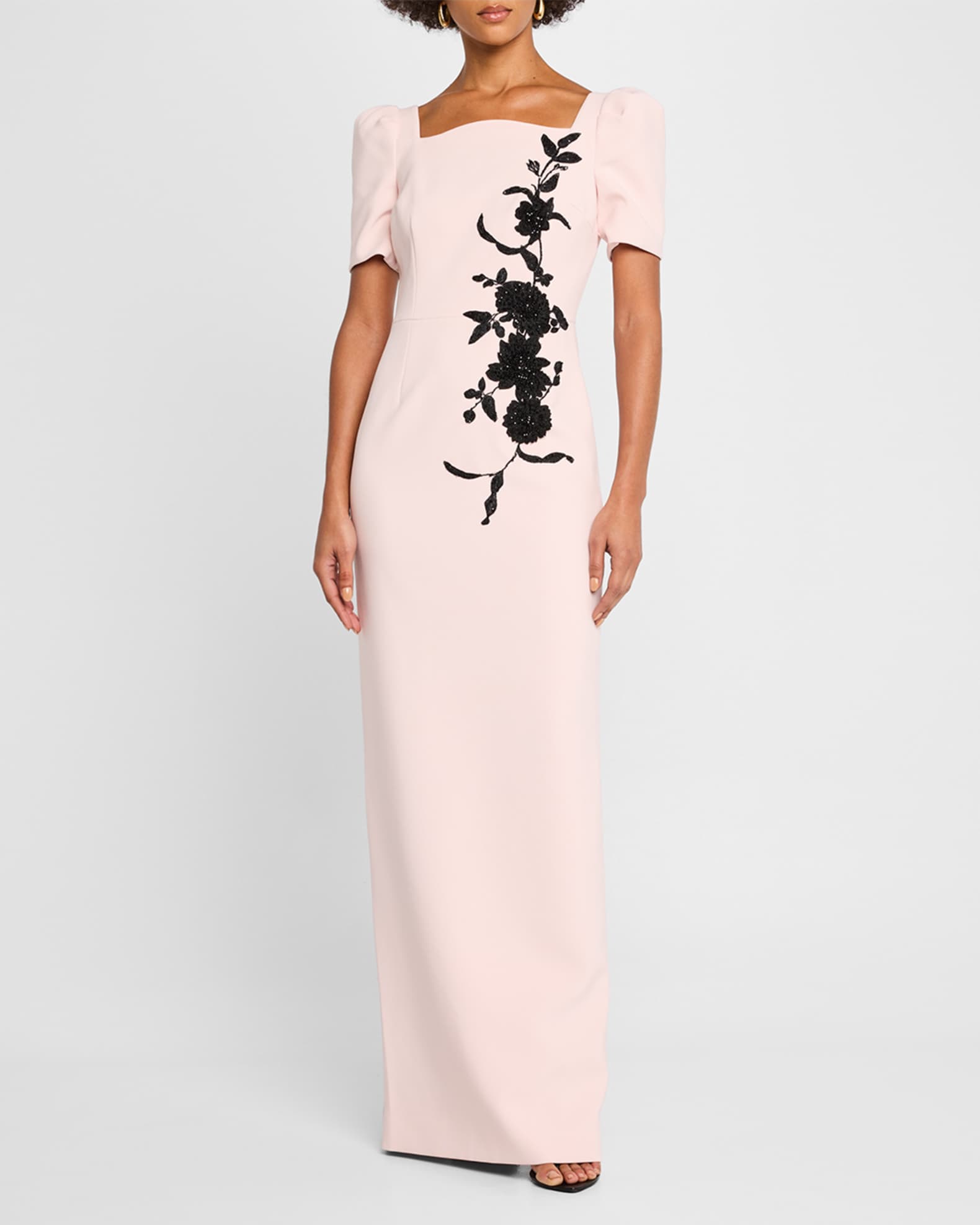 Rickie Freeman for Teri Jon Floral Applique Crepe Column Gown | Neiman ...