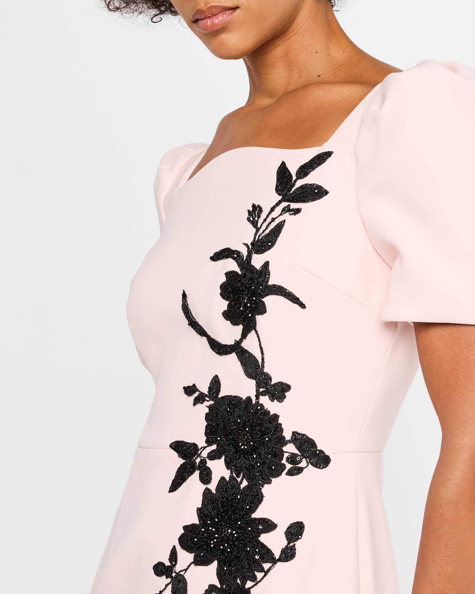 Rickie Freeman for Teri Jon Floral Applique Crepe Column Gown | Neiman ...