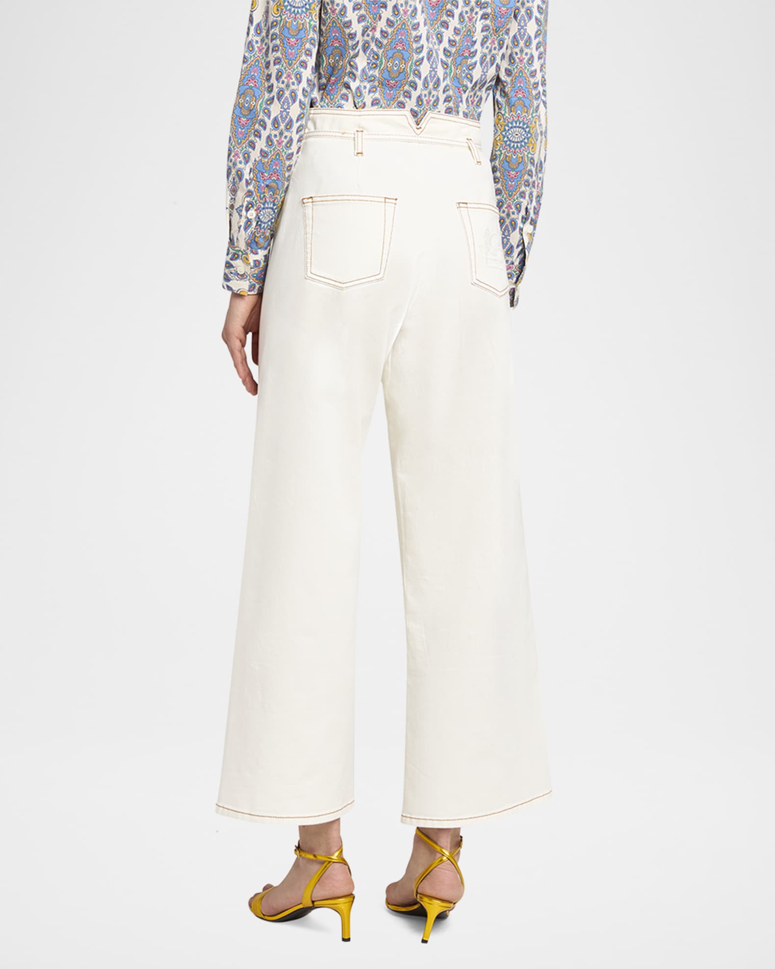 Etro Denim Wide Leg Belt Loop Pants | Neiman Marcus