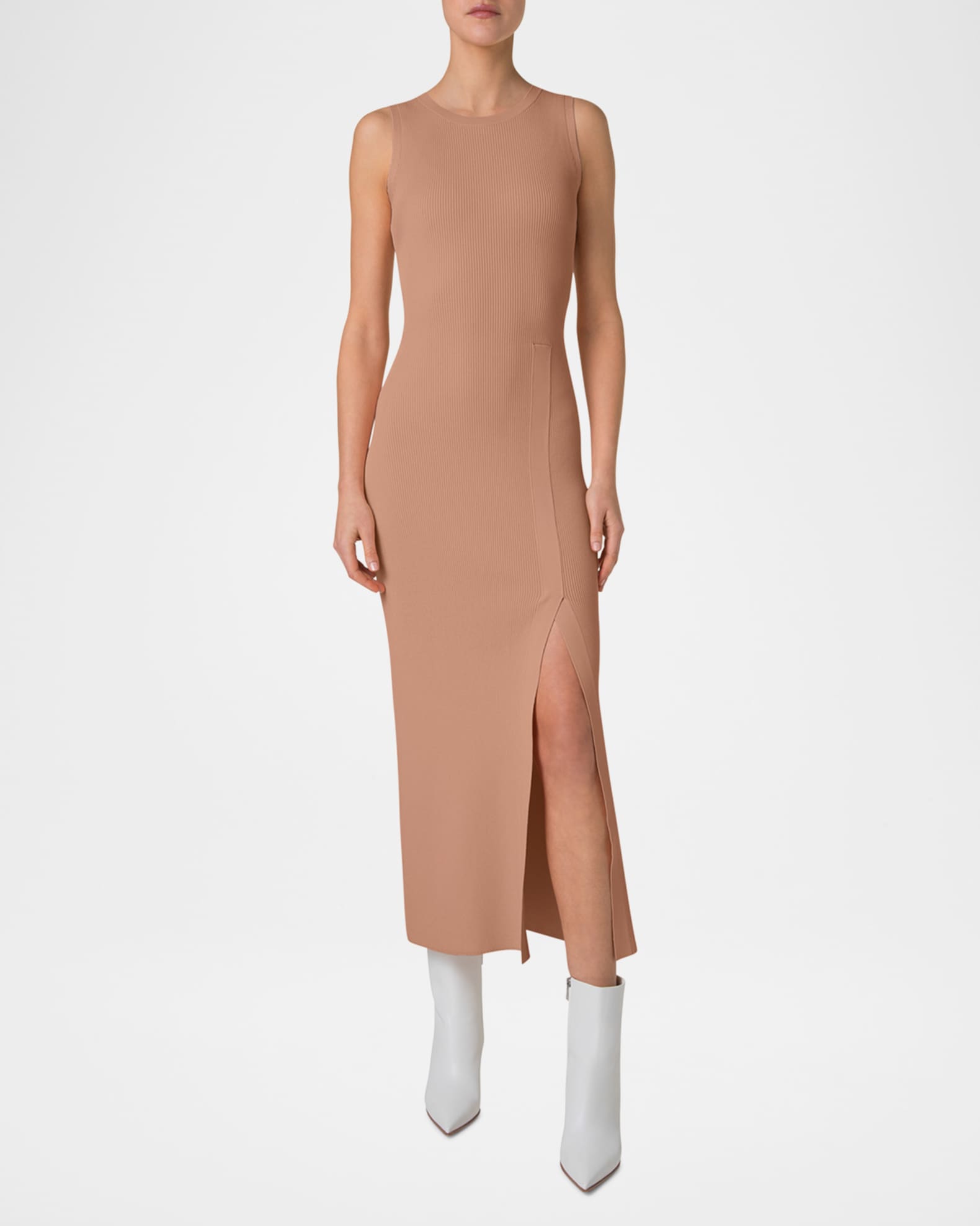 Akris Sleeveless Ribbed Stretch Crepe Tube Dress | Neiman Marcus