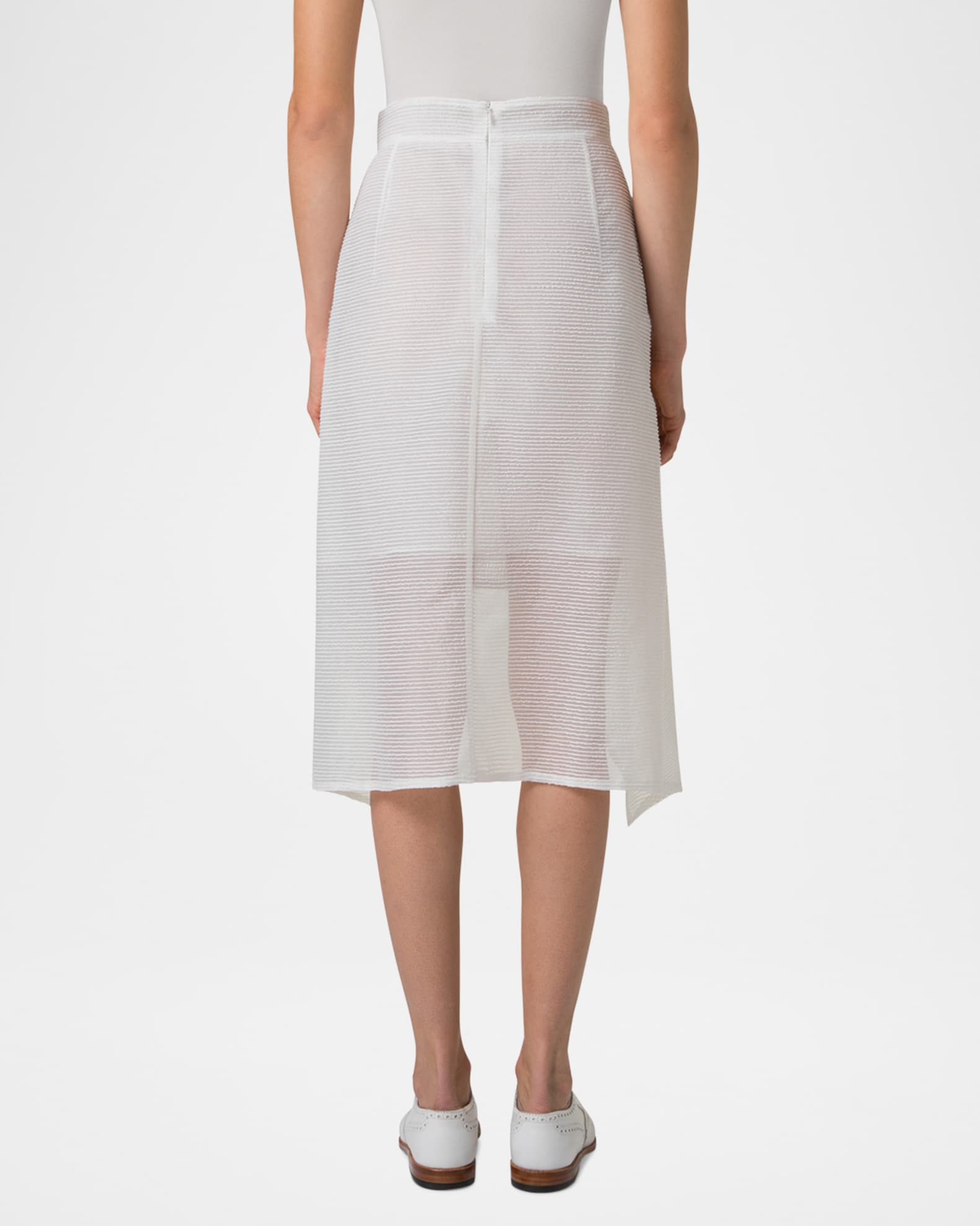 Akris Boucle Striped Silk Organza High-Low Skirt | Neiman Marcus