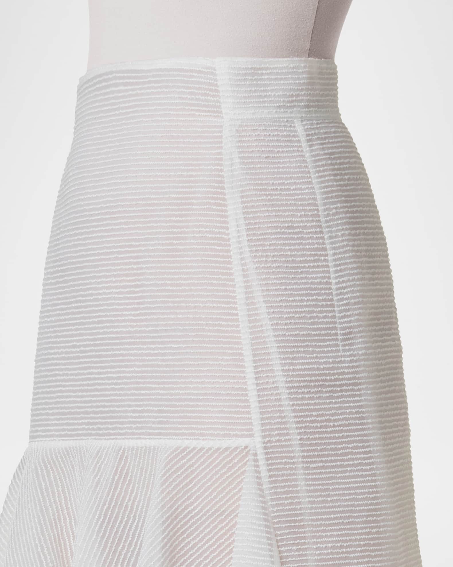 Akris Boucle Striped Silk Organza High-Low Skirt | Neiman Marcus