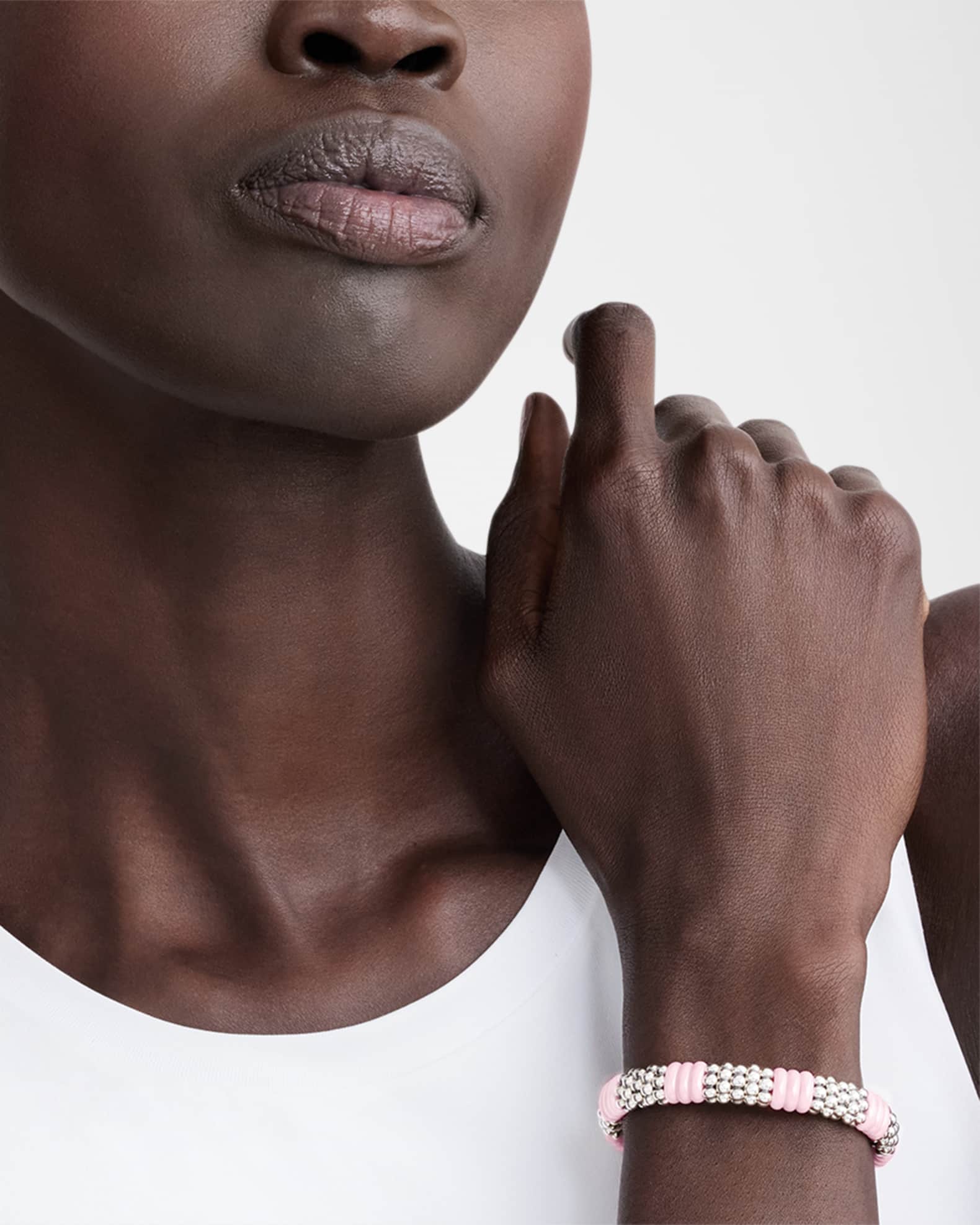 LAGOS Signature Silver and 18K Gold Caviar Rope Bracelet with Pink ...