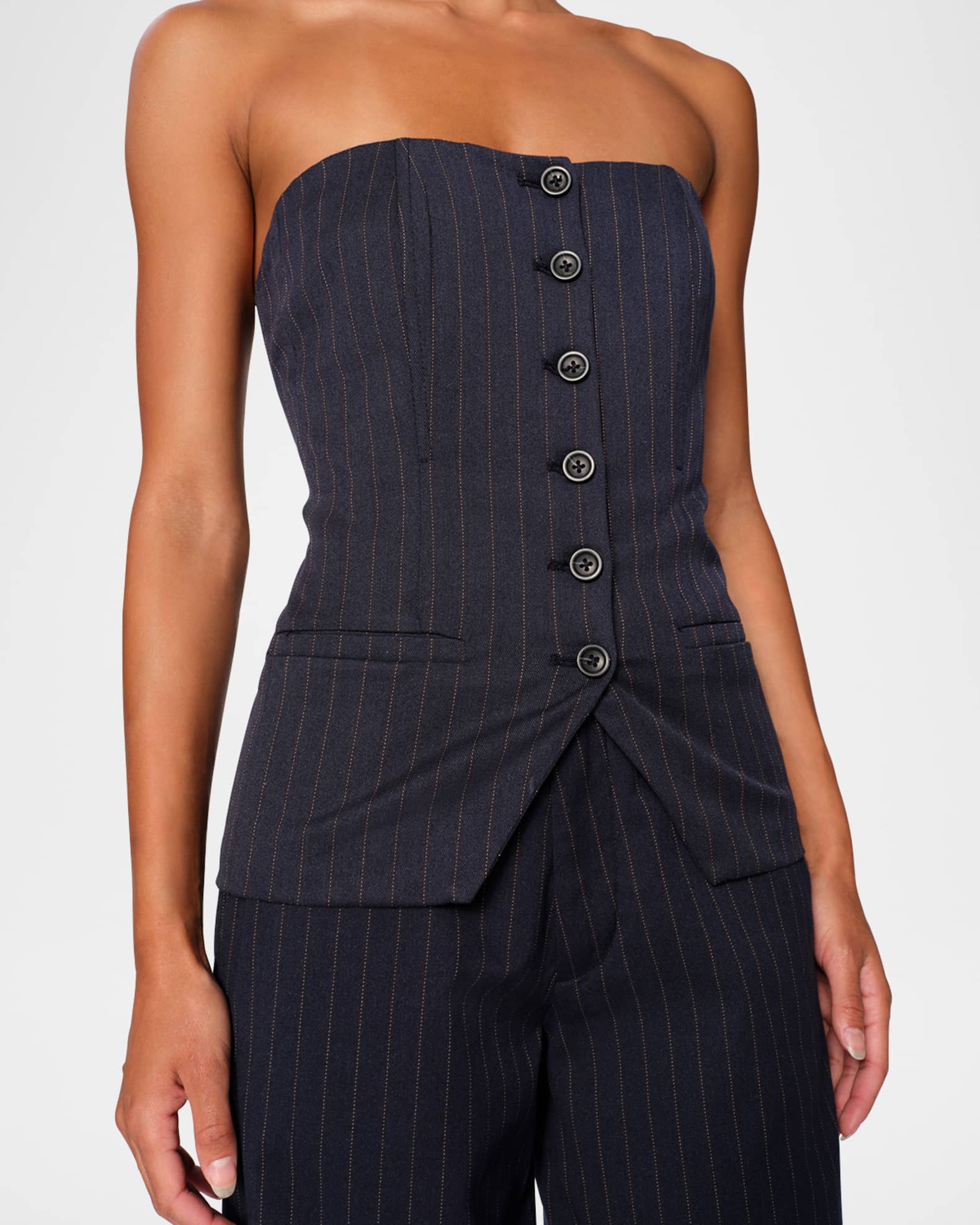 DL1961 Pinstripe Bustier Top | Neiman Marcus