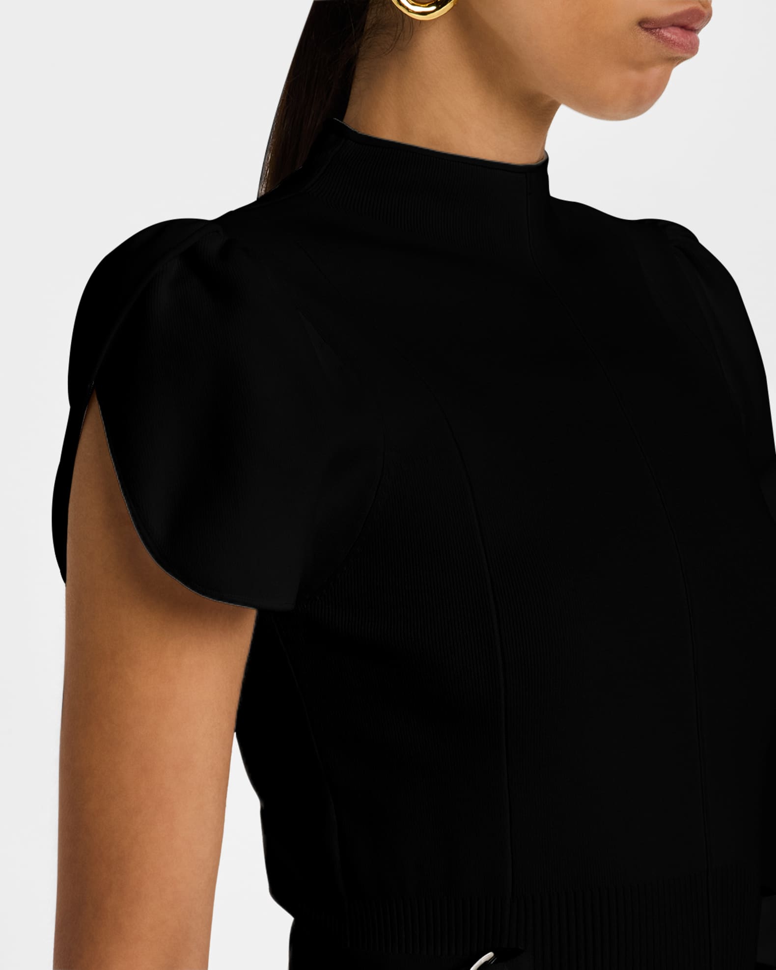 3.1 Phillip Lim Compact Ribbed Tulip-Sleeve Midi Dress | Neiman Marcus