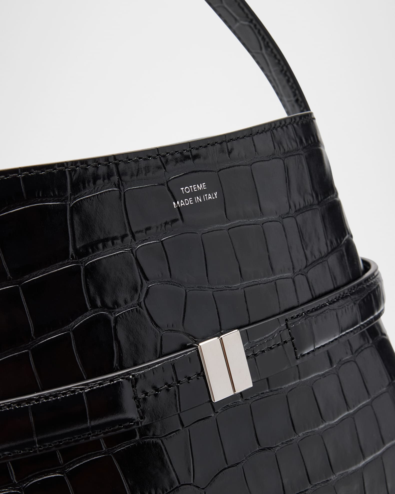 Toteme Belted Croc-Embossed Leather Bucket Bag | Neiman Marcus