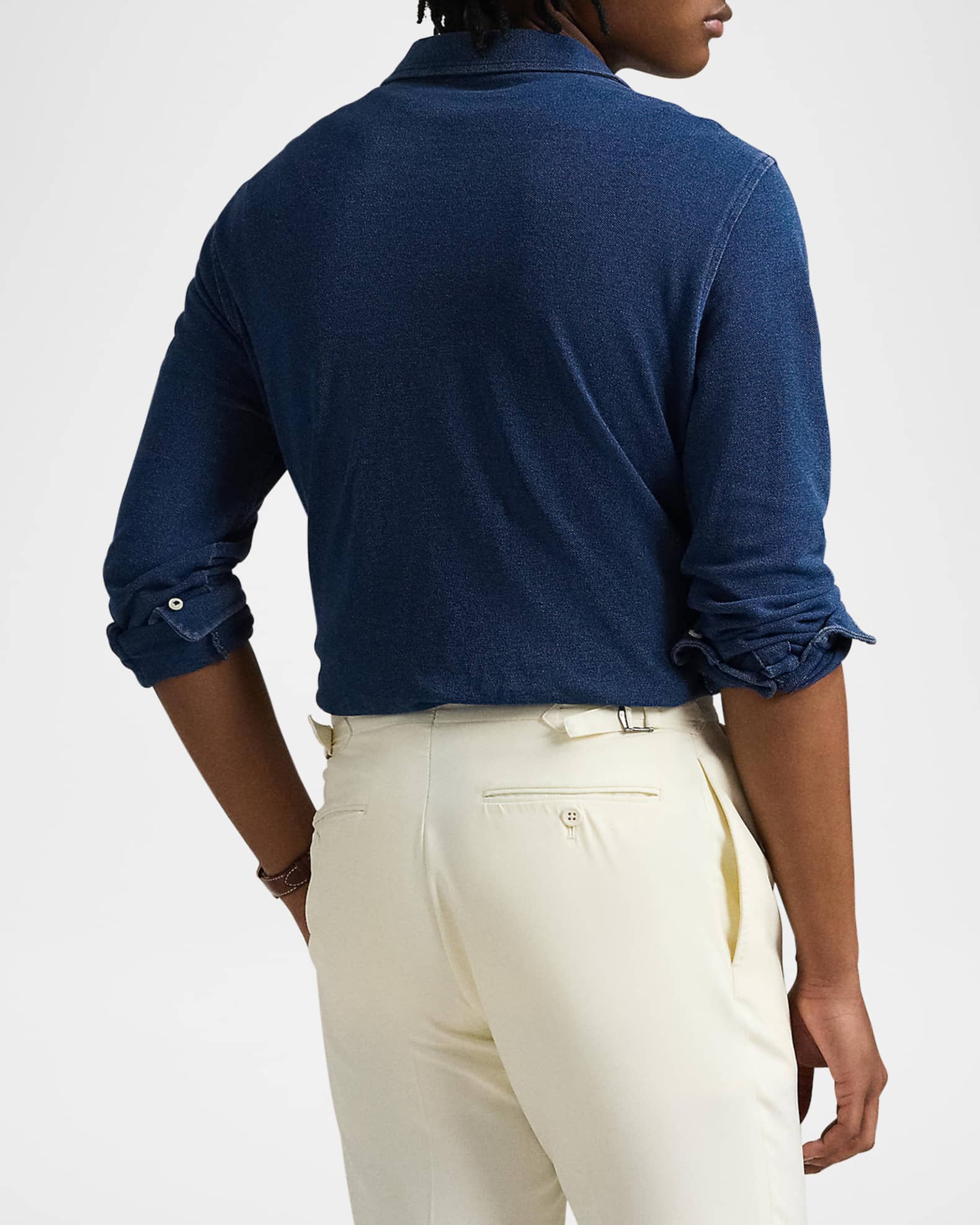 Polo Ralph Lauren Men's Indigo-Dyed Mesh Polo Shirt | Neiman Marcus