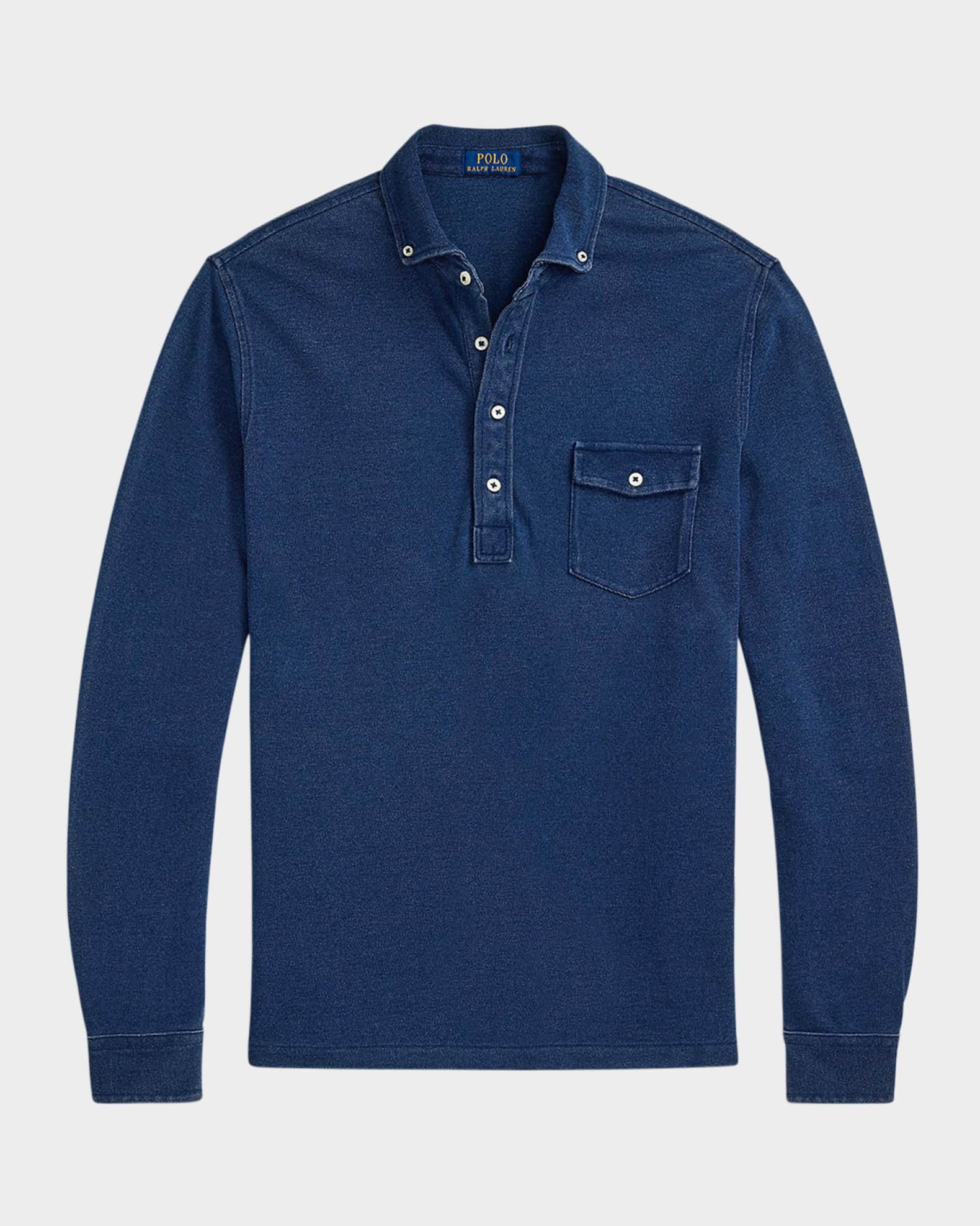 Polo Ralph Lauren Men's Indigo-Dyed Mesh Polo Shirt | Neiman Marcus