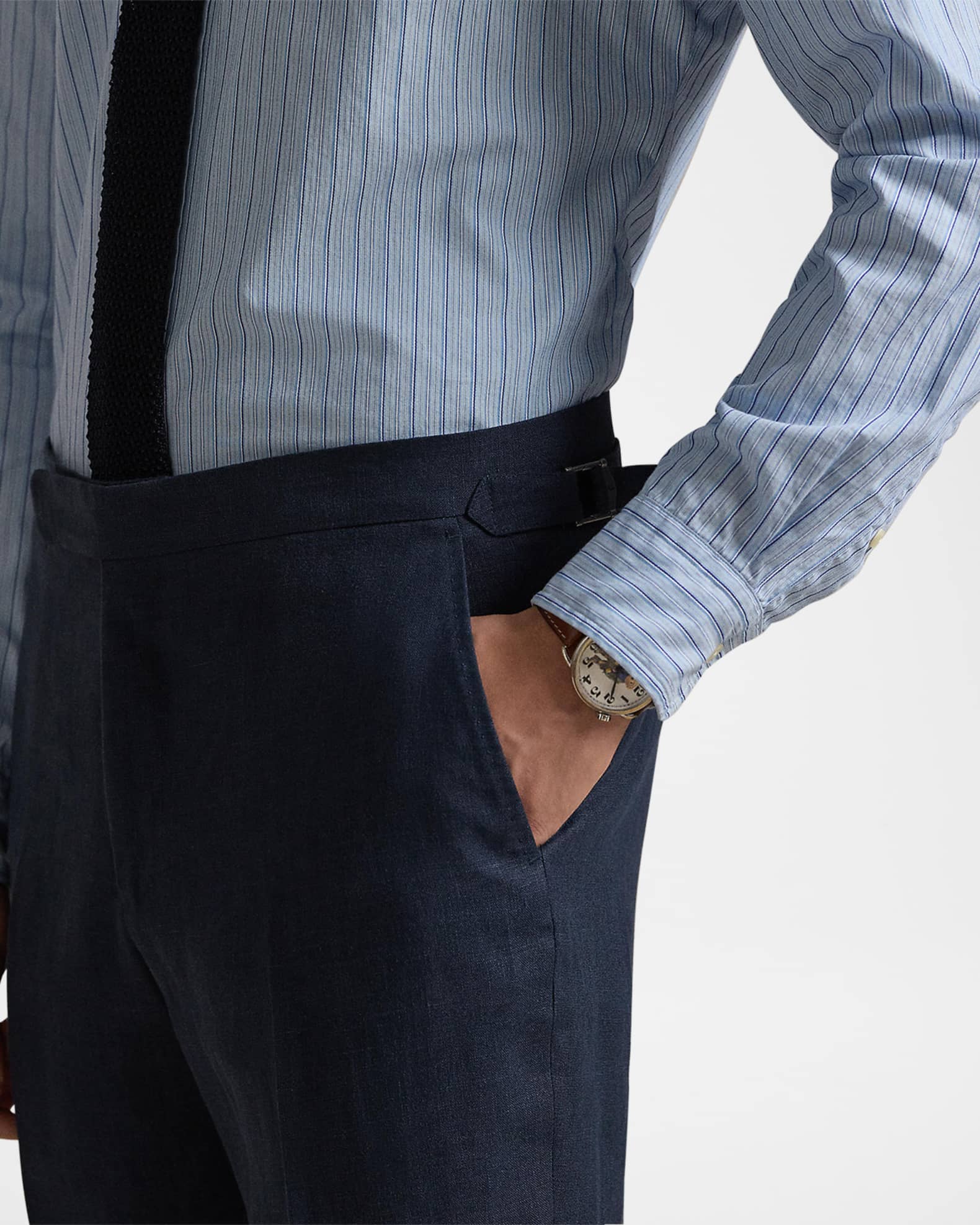 Polo Ralph Lauren Men's Flat-Front Linen Trousers | Neiman Marcus