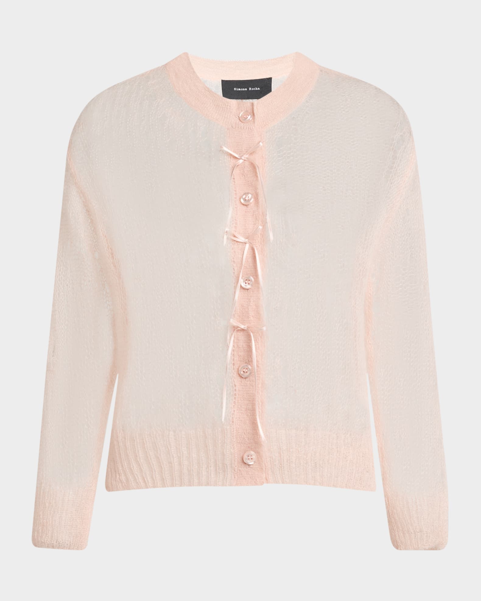 Simone Rocha Bow Ribbon Mohair Cropped Cardigan | Neiman Marcus