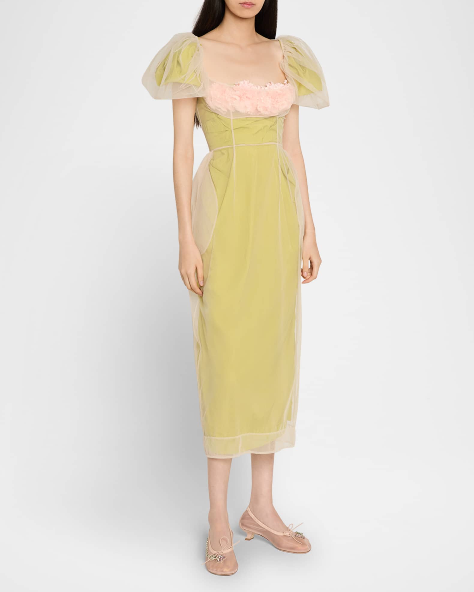 Simone Rocha Carnation Balconette Bustier Layered Midi Dress | Neiman ...