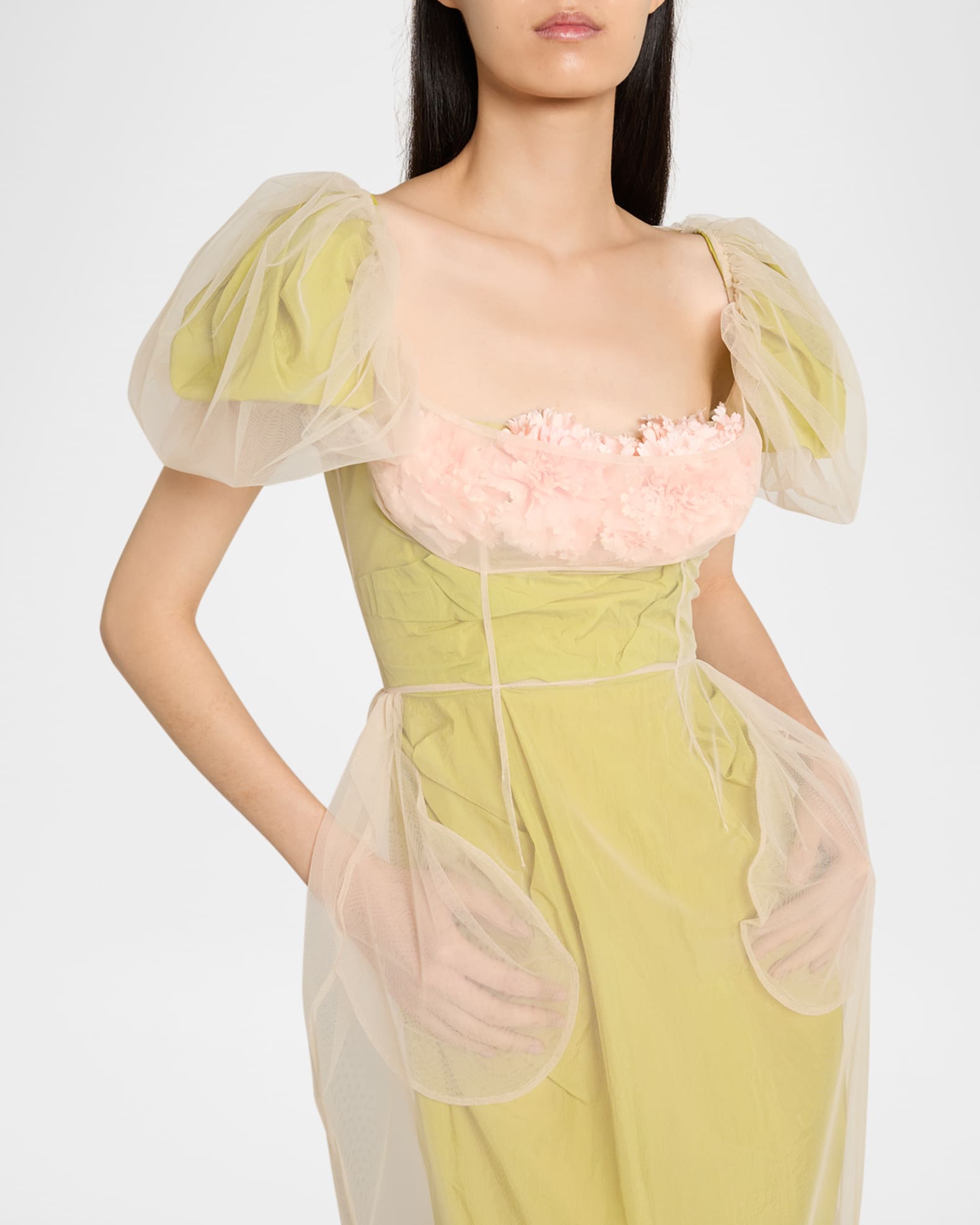 Simone Rocha Carnation Balconette Bustier Layered Midi Dress | Neiman ...