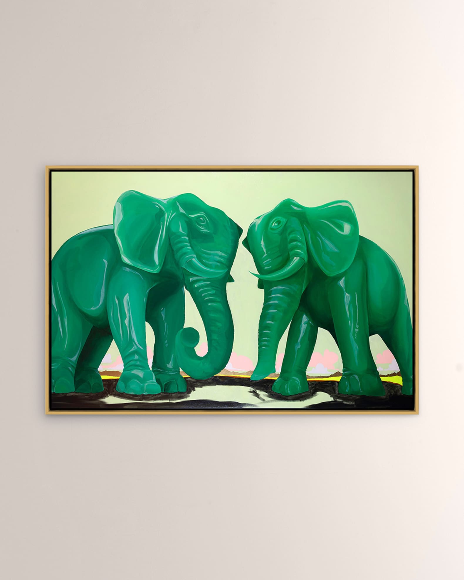 Four Hands "Jade Elephants" Framed Giclee by Sarah Edwards | Neiman Marcus