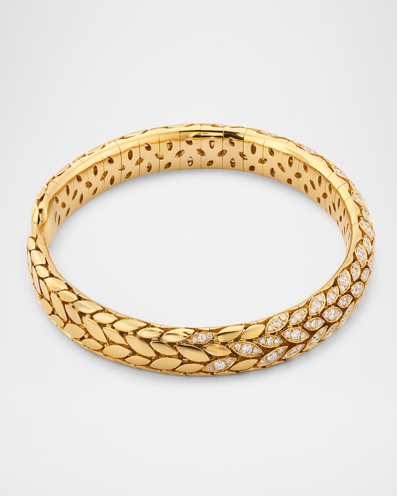 Crivelli 18K Yellow Gold Crivelli Leaf Diamond Bangle Bracelet | Neiman ...