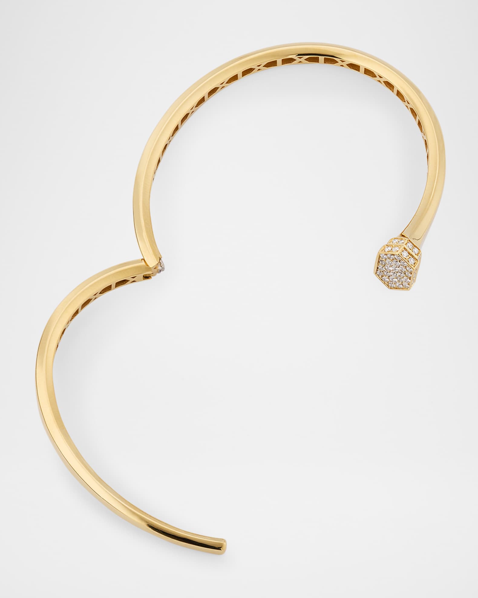 Crivelli 18K Yellow Gold Crivelli Pillar Diamond Bypass Bangle Bracelet ...